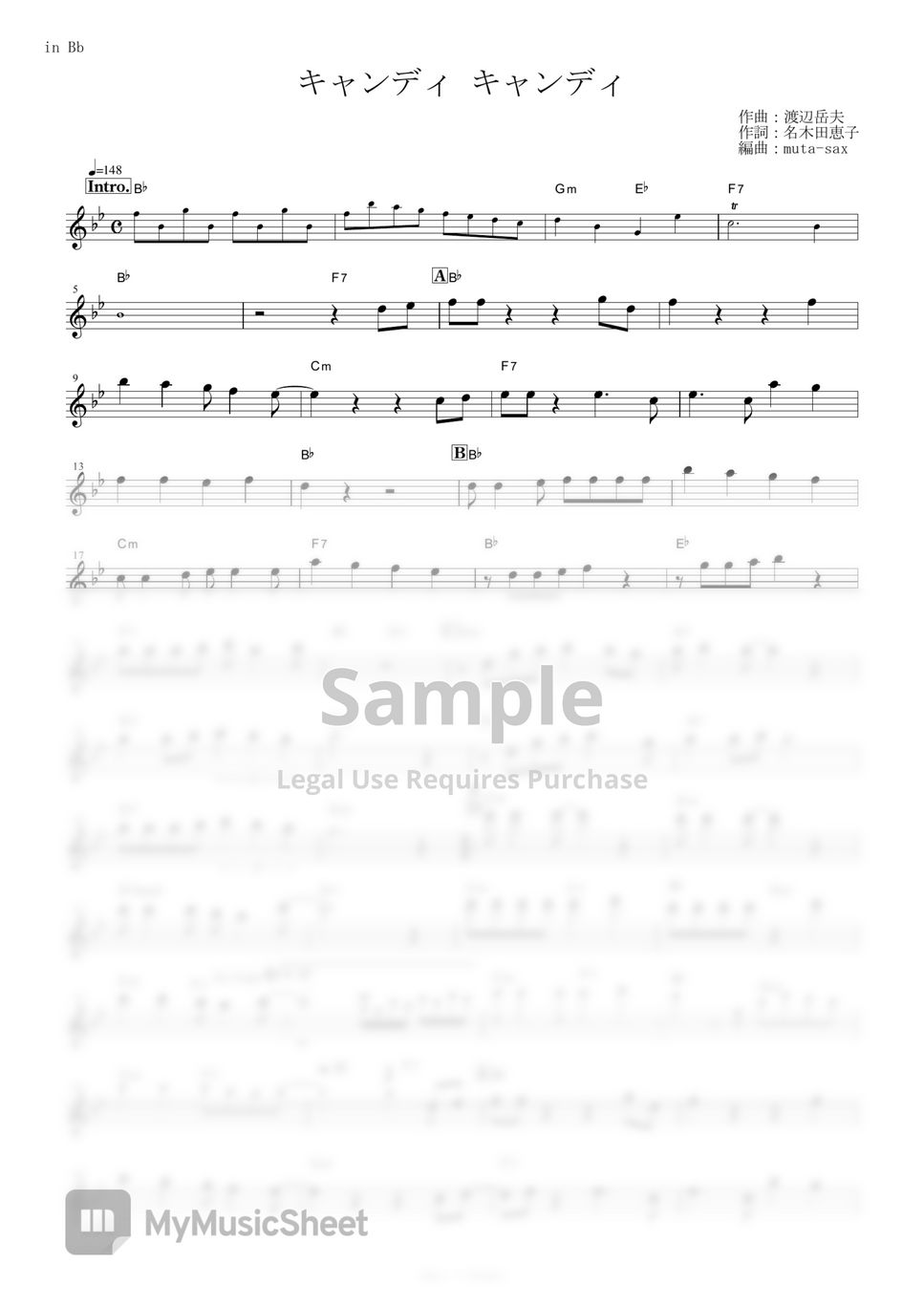 Mitsuko Horie - Candy Candy (Candy Candy / in Bb) Sheet Music by muta-sax