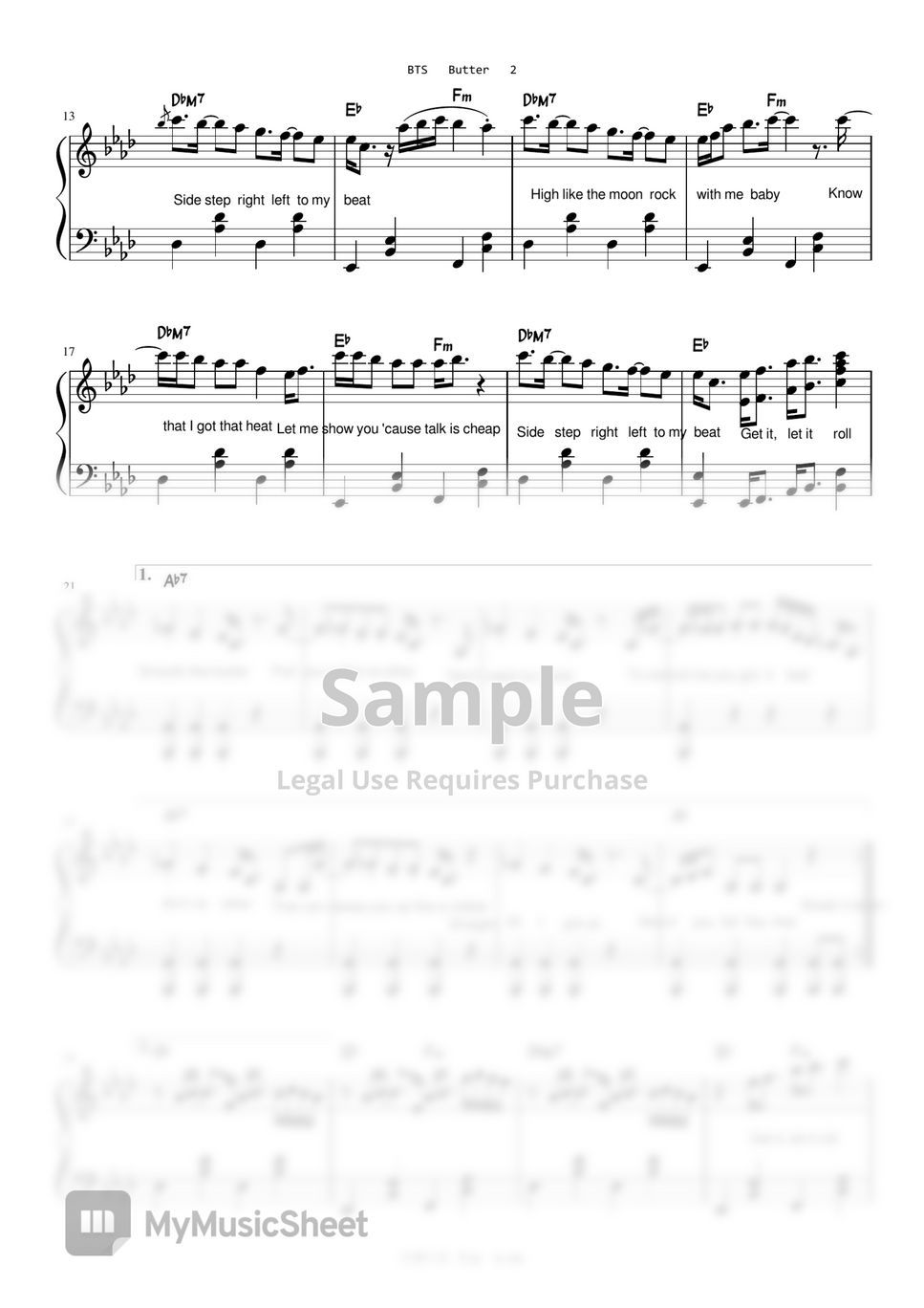 BTS(방탄소년단) - Butter (Original Key) Sheets by A.Ha