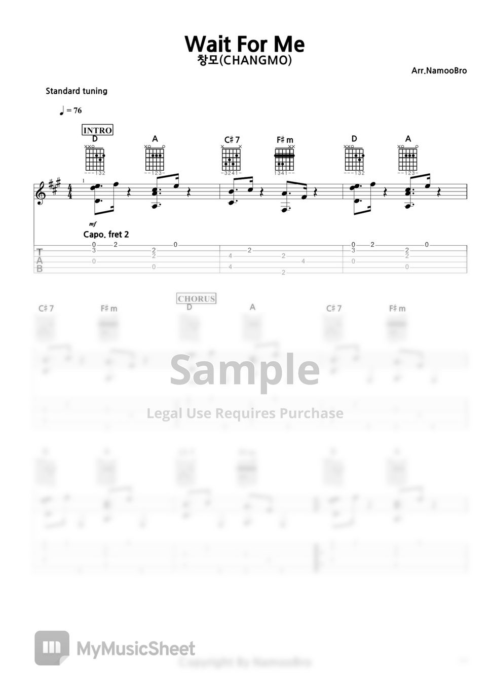 창모(CHANGMO) - Wait For Me (돈 번 순간) 樂譜 by NamooBro