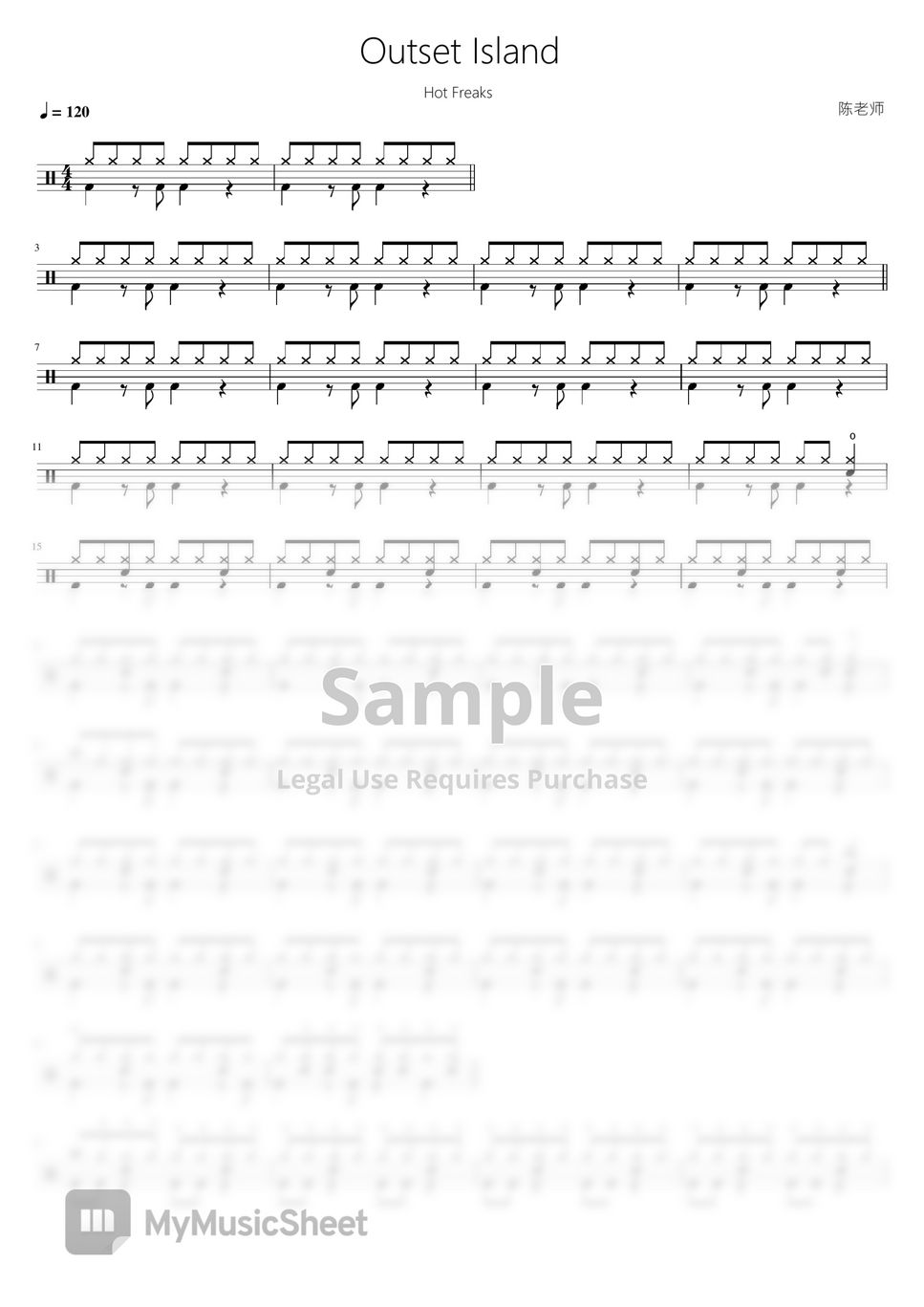 Hot Freaks - Outset Island Drum Sheet Music PDF | 看哦爱随风 | mymusic5