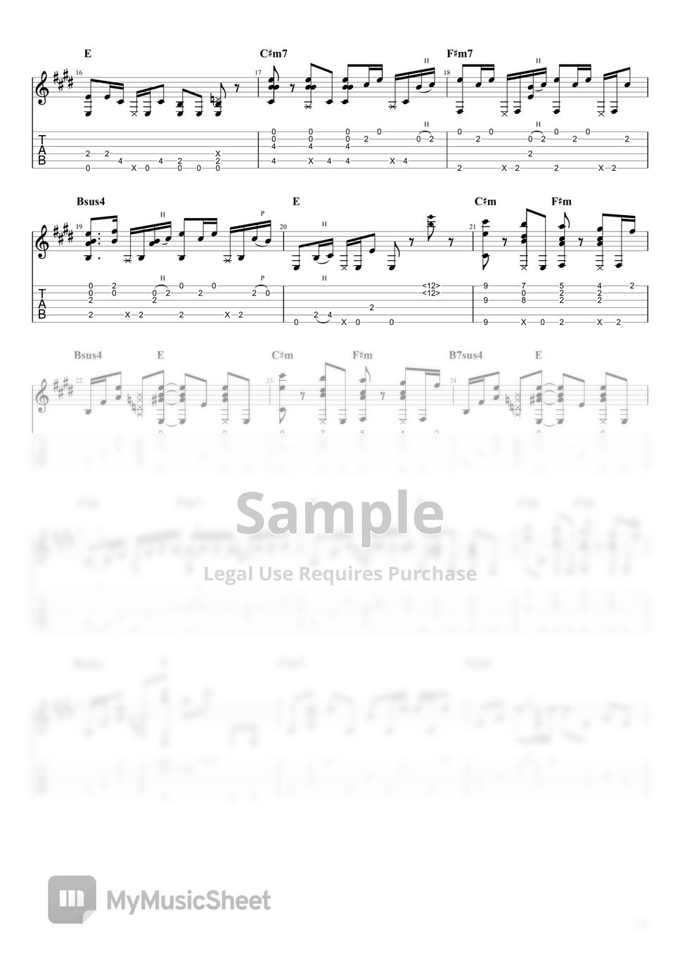 BTS - Dynamite Tab + 1staff by David Chun