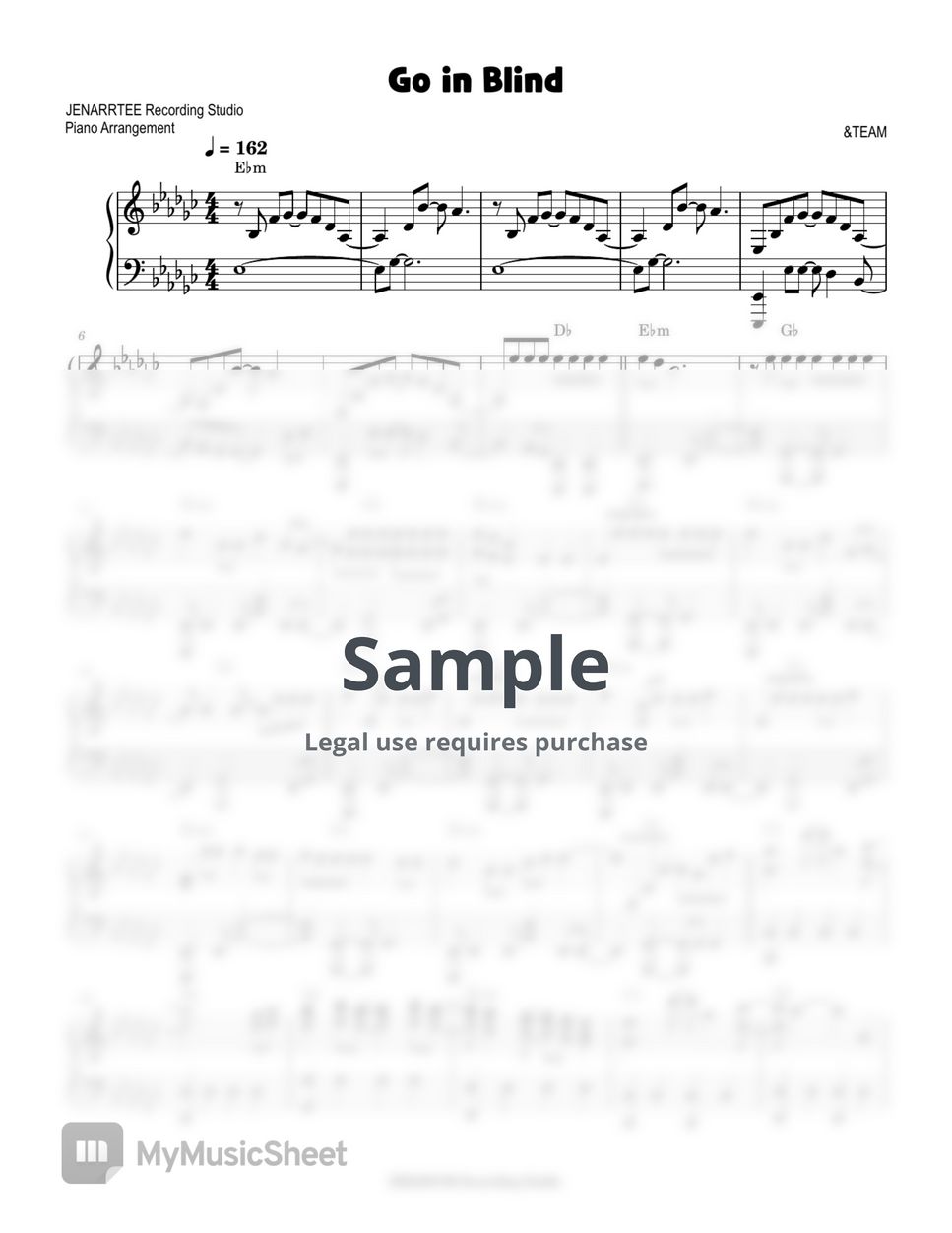 &TEAM - Go in Blind (Original + Easy Key) Sheet Music by JENARRTEE ...