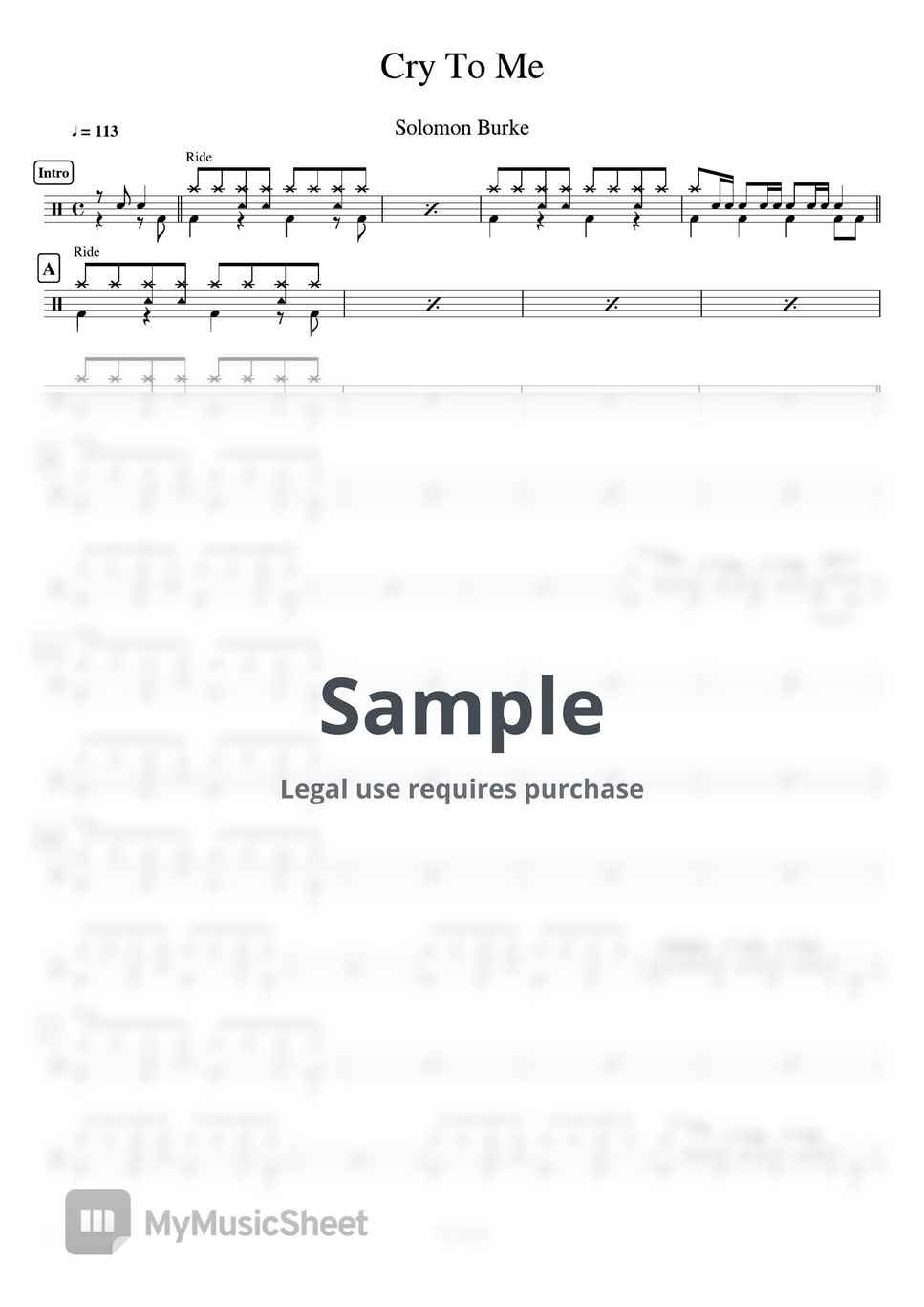 Solomon Burke - Cry To Me Sheets by Cookai's J-pop Drum sheet music!!!