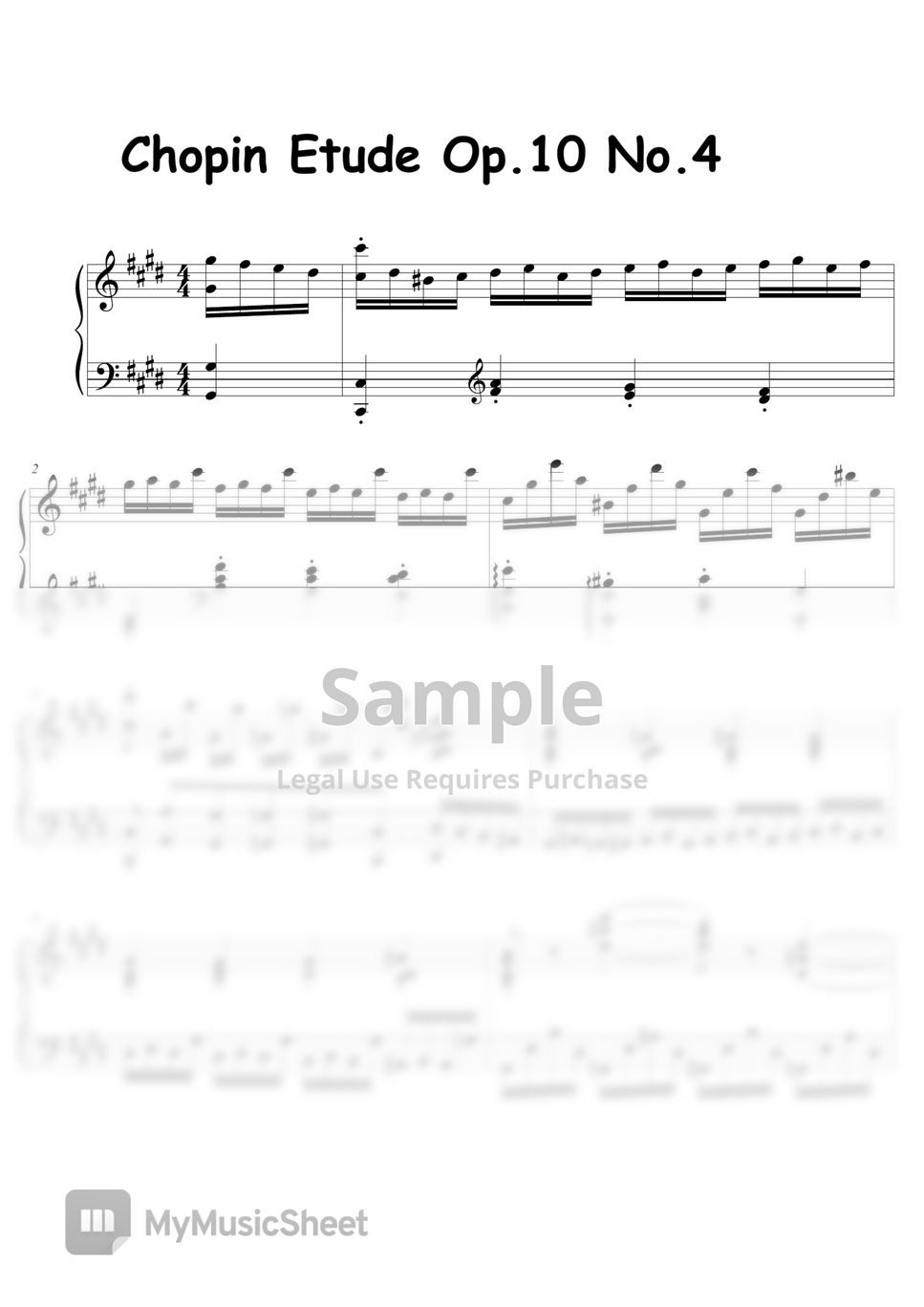 Chopin - Etude Op.10 No.4 (압축버전) (계이름악보 포함) Sheets by 3분피아노