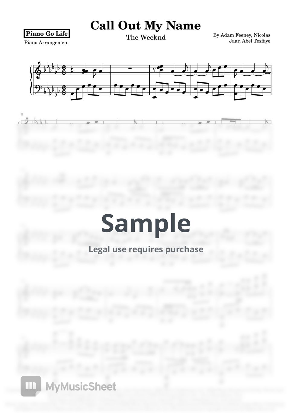 The Weeknd - Call Out My Name 악보 by Piano Go Life