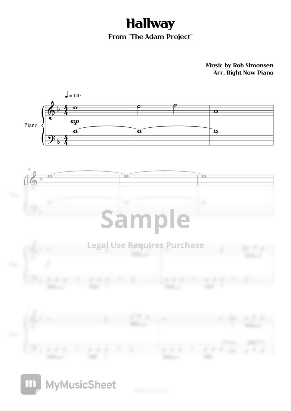 The Adam Project - Hallway Sheets by Right Now Piano