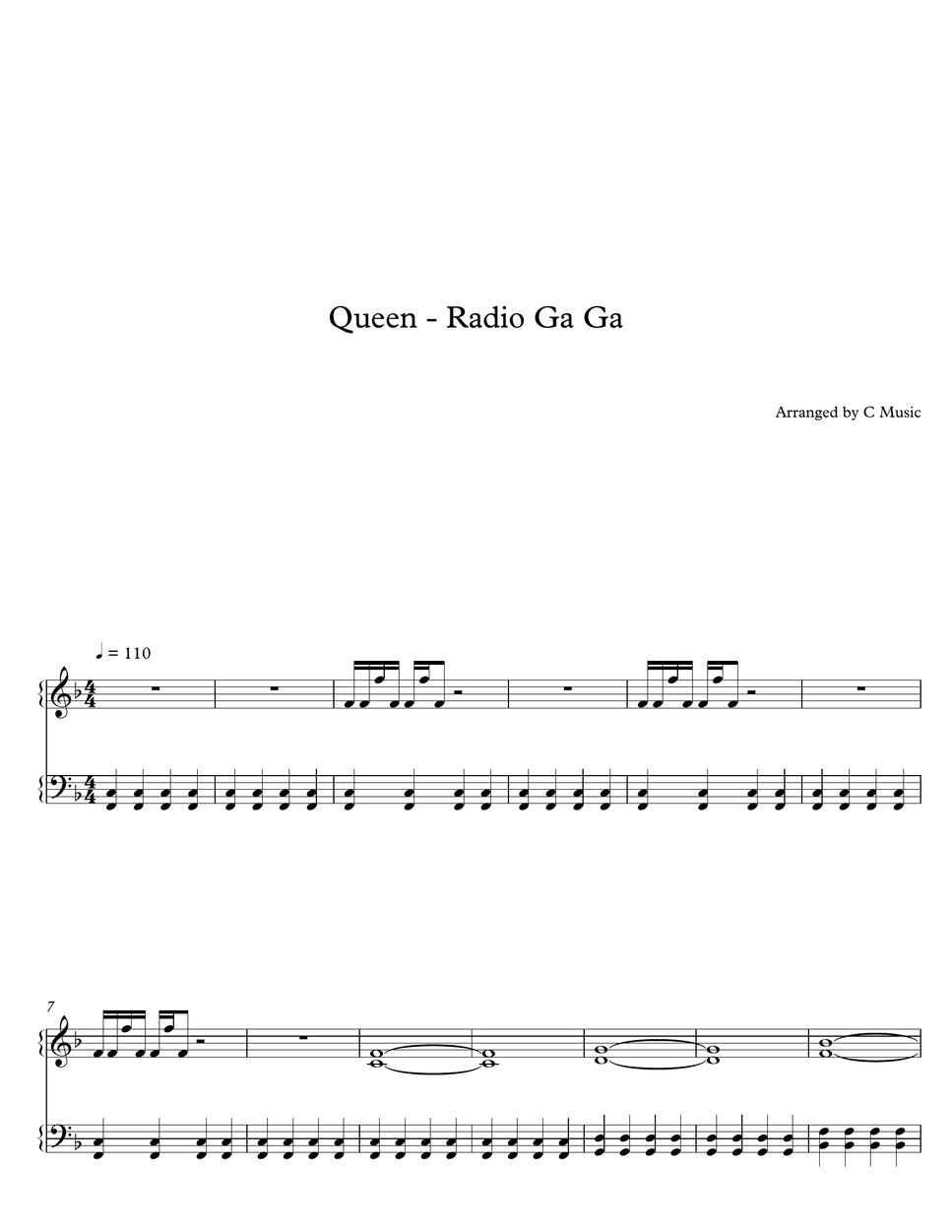 Queen - Radio Ga Ga Sheet by C Music