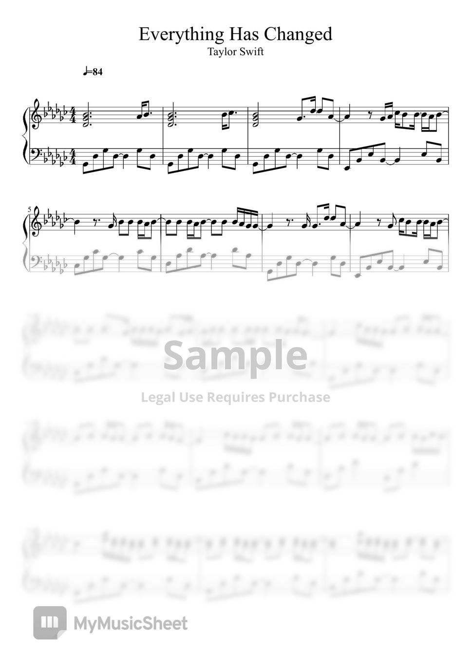 Taylor Swift - Everything Has Changed Sheet Music by Henry William