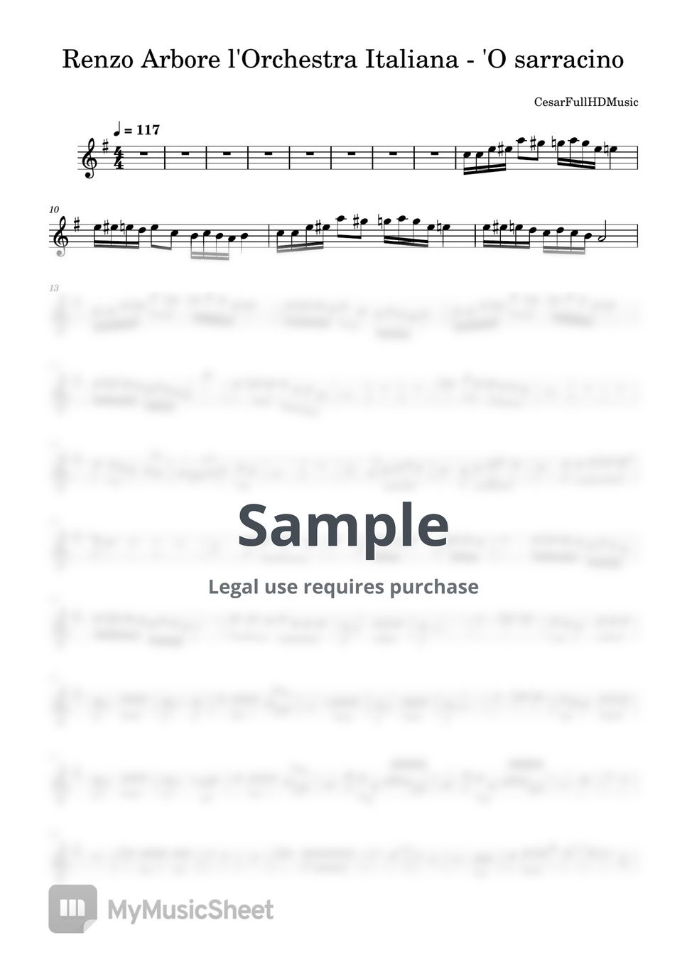 Renzo Arbore l'Orchestra Italiana - 'O sarracino Sheets