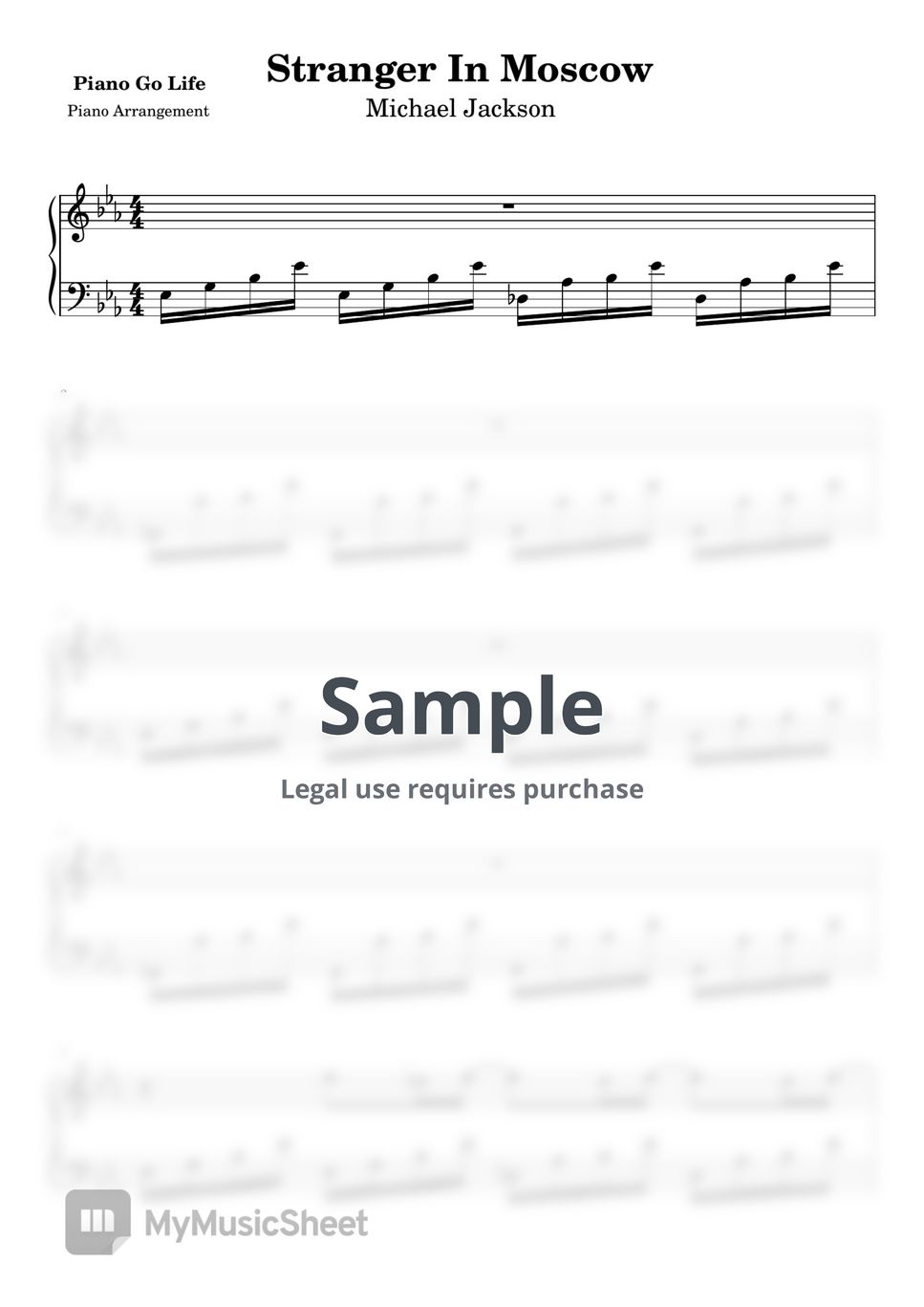 Michael Jackson - Stranger In Moscow Sheet Music by Piano Go Life