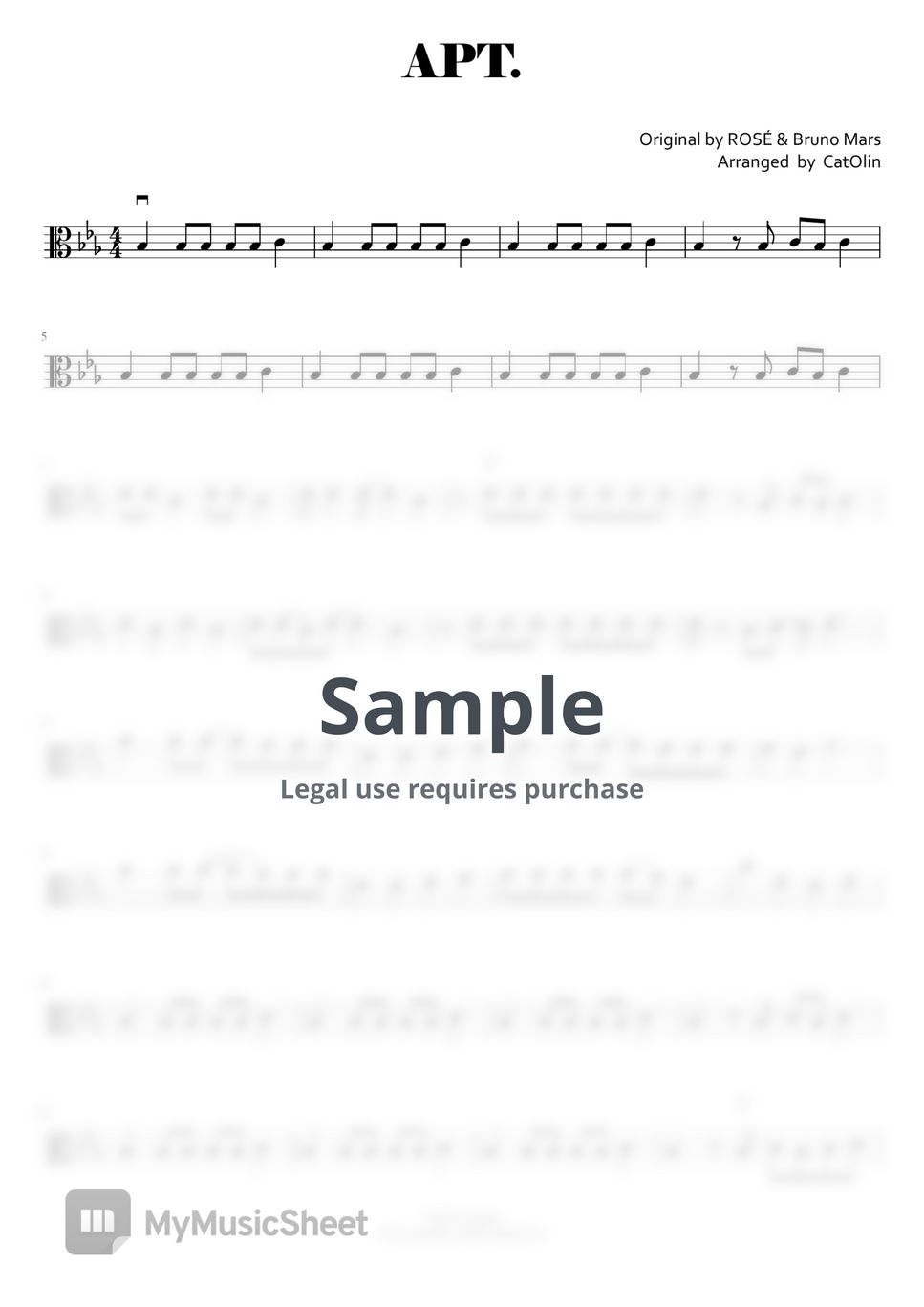 ROSÉ & Bruno Mars - APT. (비올라 ver.) Sheet Music by 캣올린CatOlin