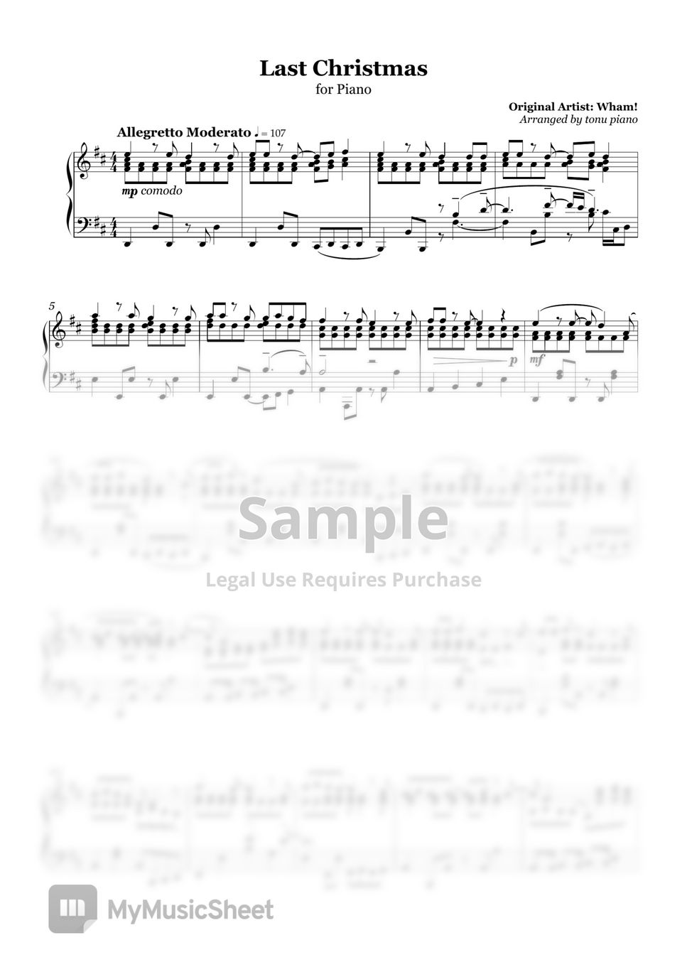 Wham! - Last Christmas Sheets by tonu piano