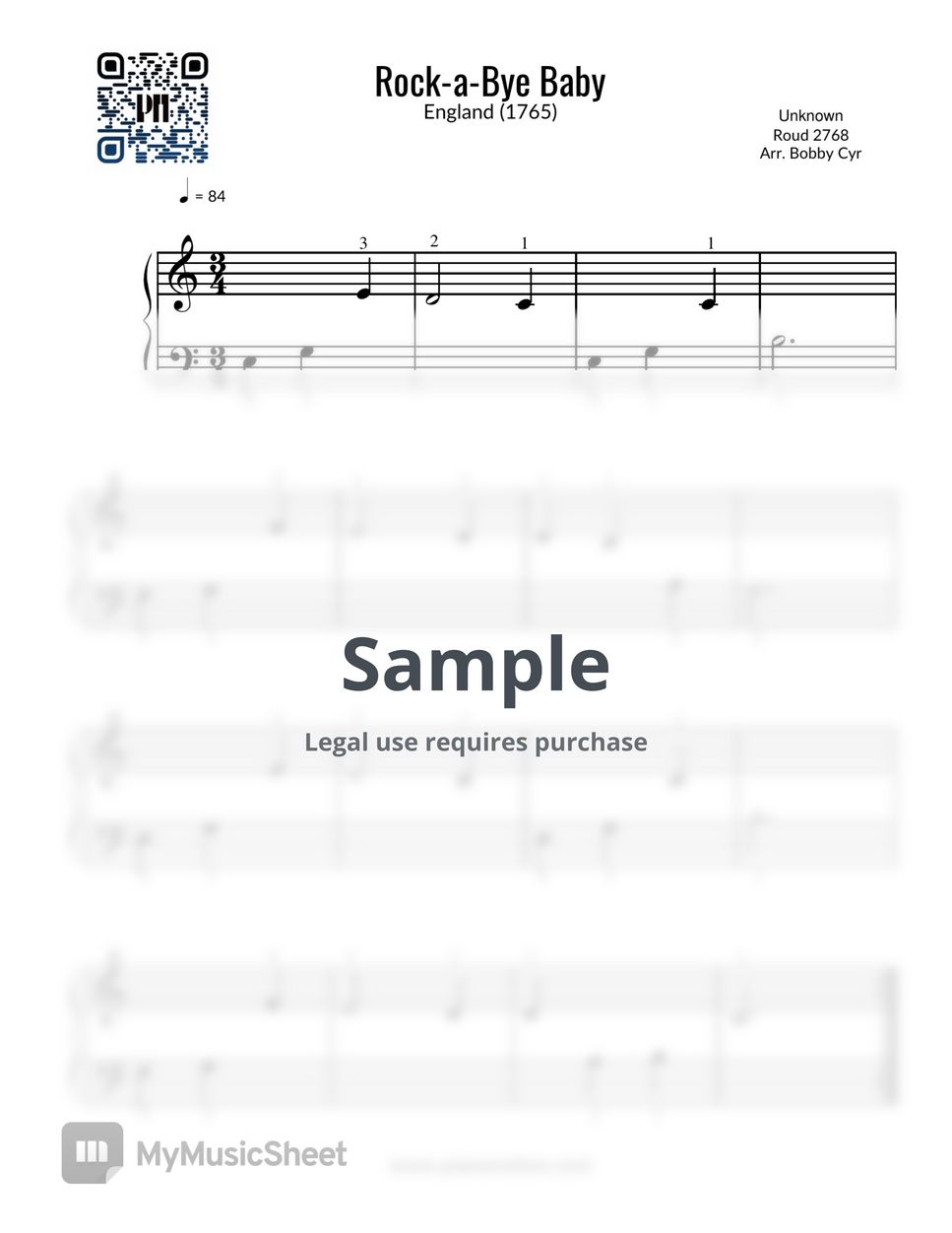 Rock-a-Bye Baby (Piano Solo) Sheets by Piano Notion