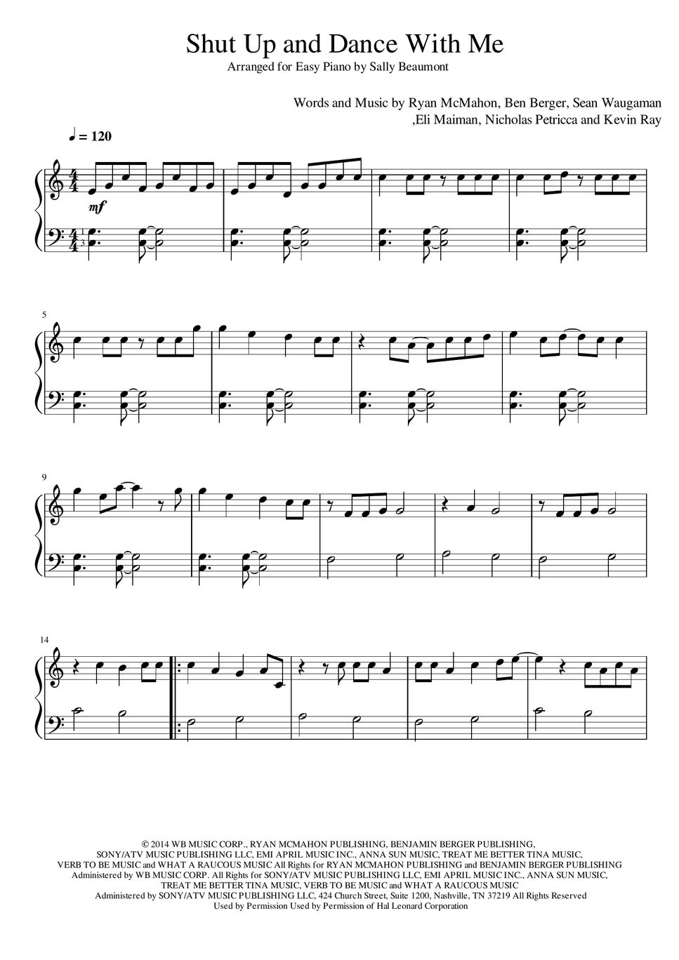 Walk the Moon - Shut Up and Dance (Easy Piano) 악보 by Sally Beaumont