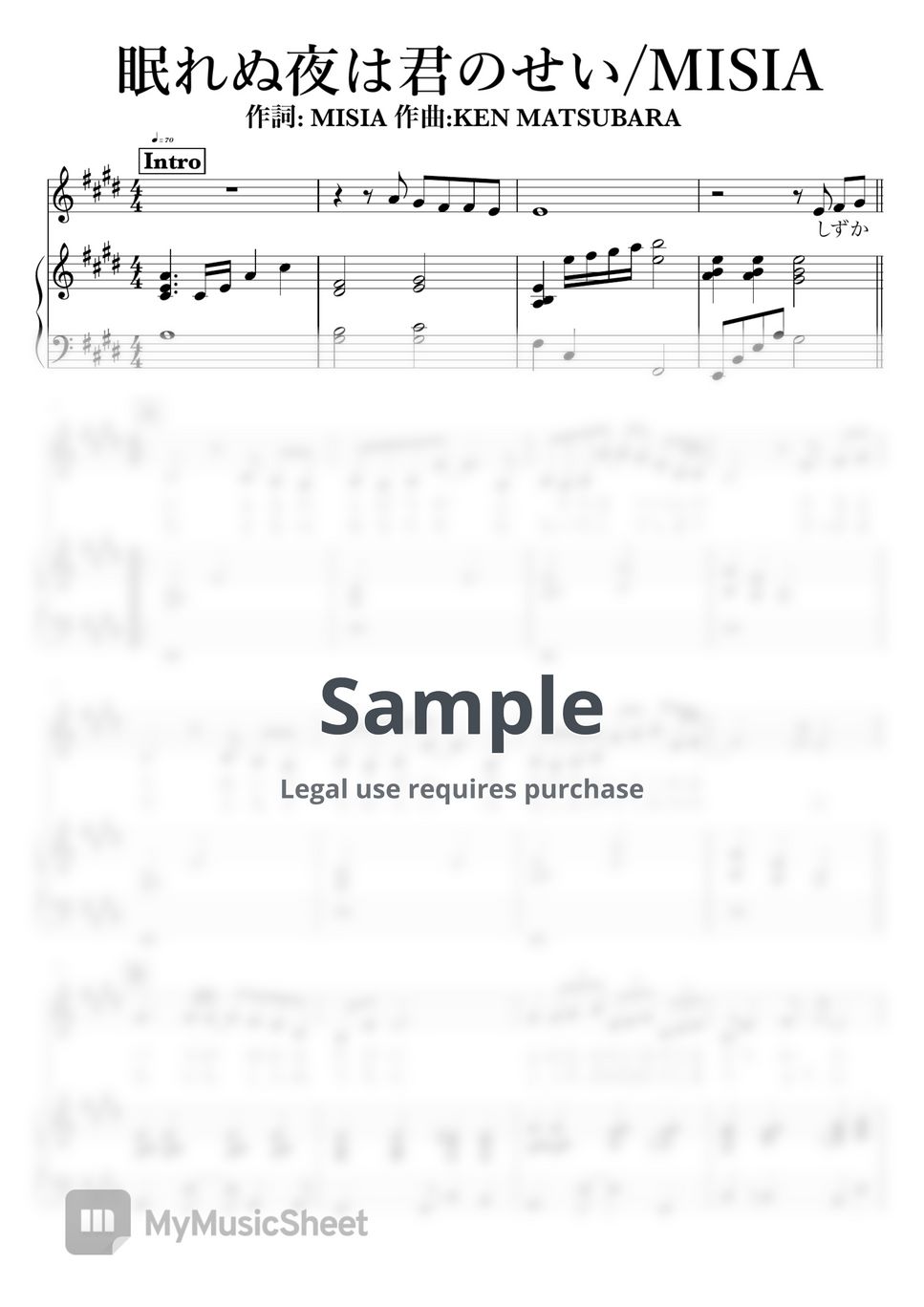 MISIA - 眠れぬ夜は君のせい Sheets by Eri Nagayama