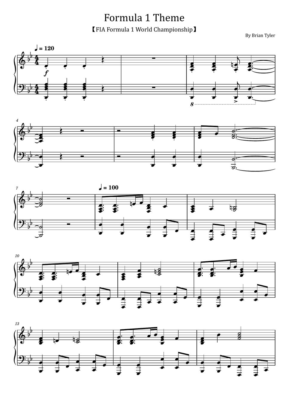 Brian Tyler - Formula 1 Theme (Brian Tyler -【FIA Formula 1 World Championship】- For Piano Solo ...