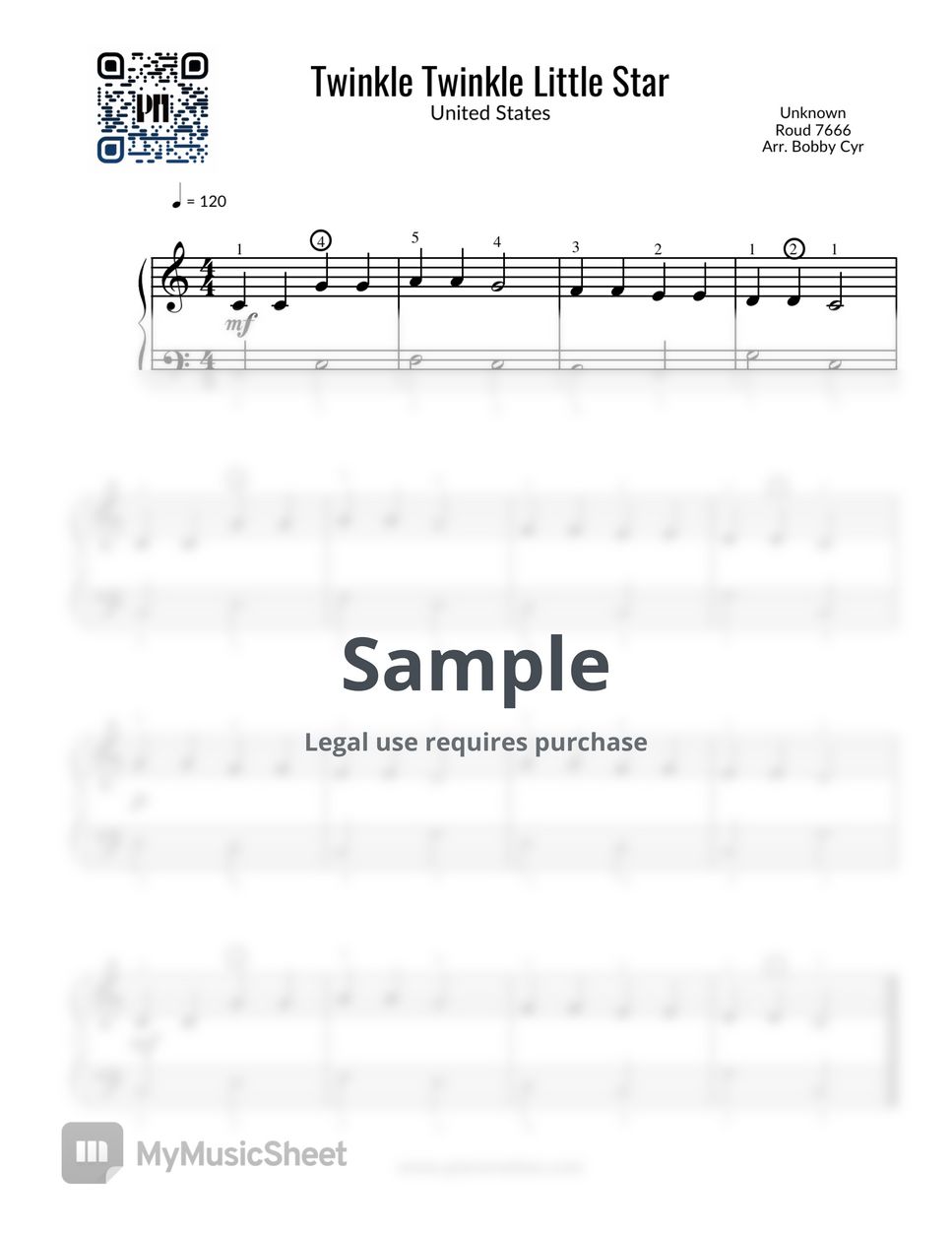 Twinkle Twinkle Little Star (Piano Solo) Sheets by Piano Notion