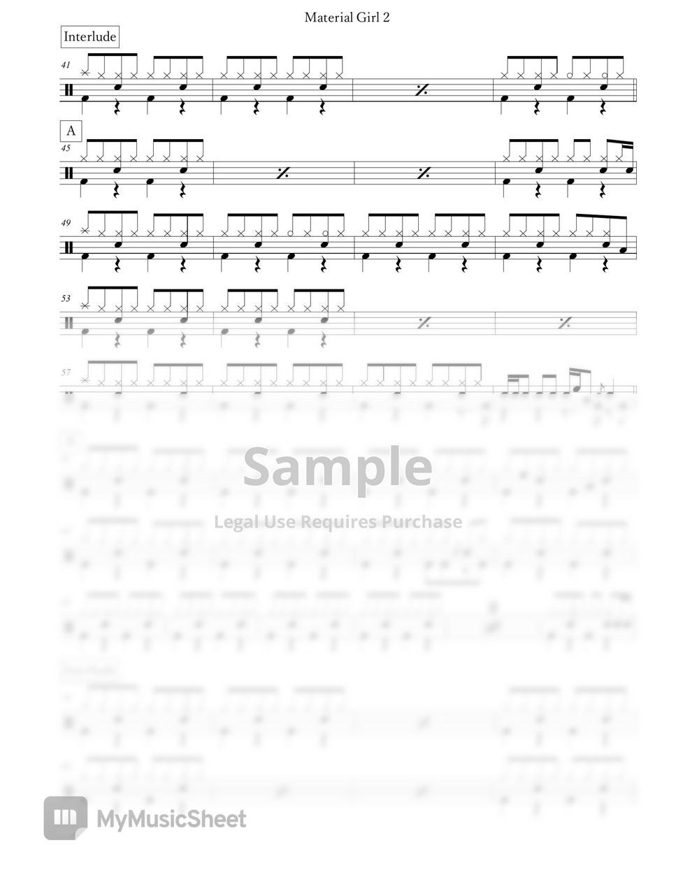 Madonna - Material Girl Sheets by Arkadia Drums