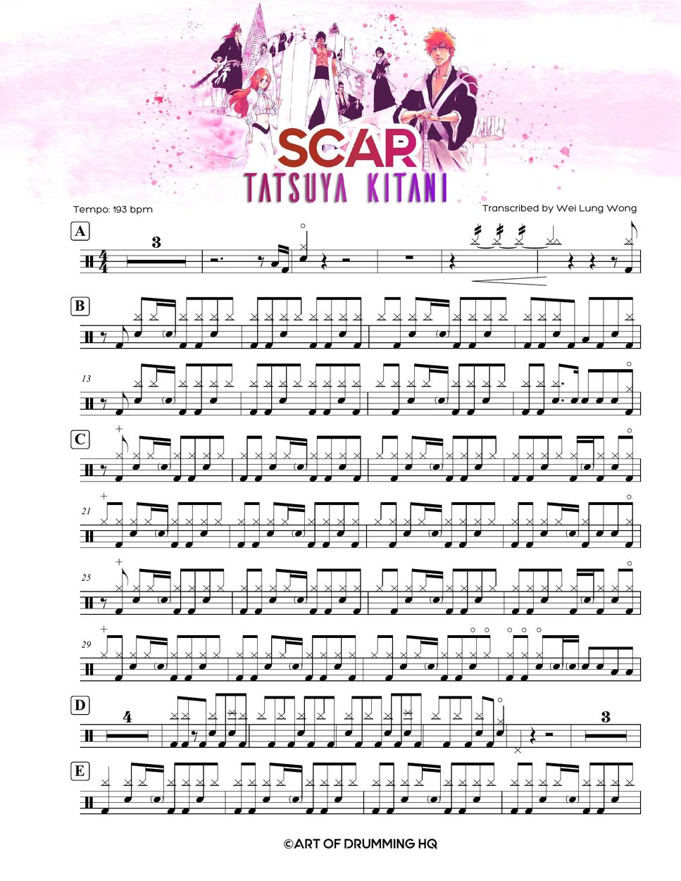 Tatsuya Kitani - Scar (Bleach) Sheet by Wei Lung Wong