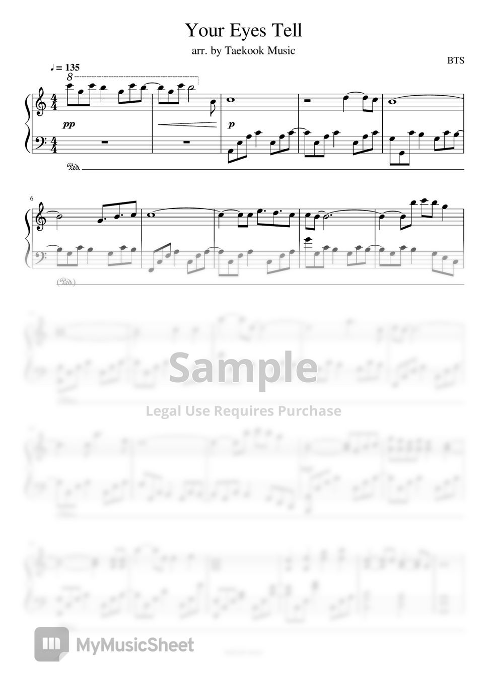 Bts Your Eyes Tell Sheets By Tk Music