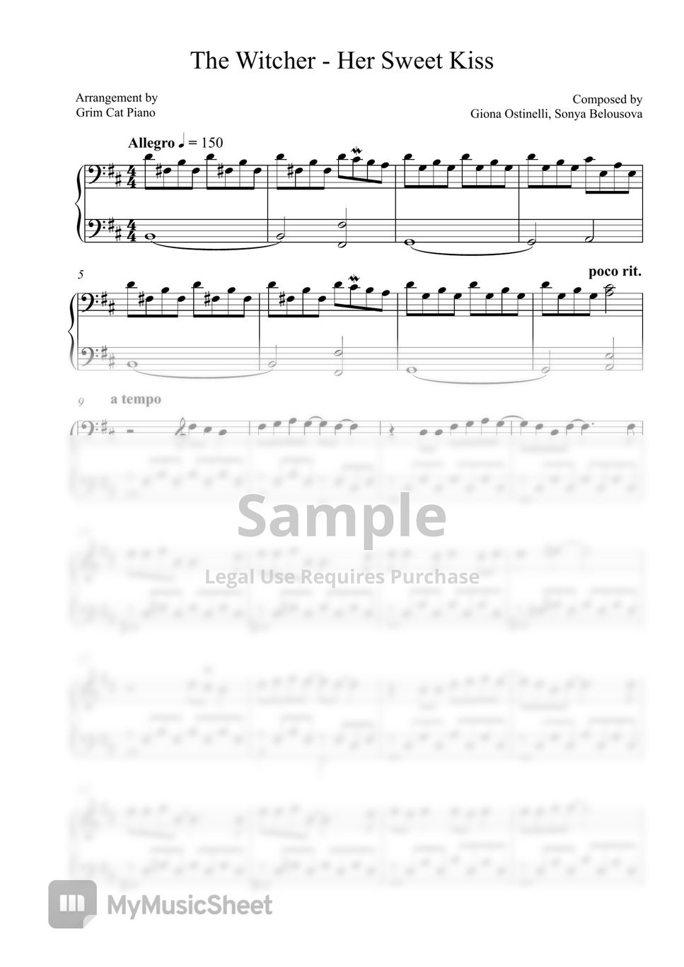 The Witcher (Netflix Season 1) - Her Sweet Kiss Sheets by Grim Cat Piano