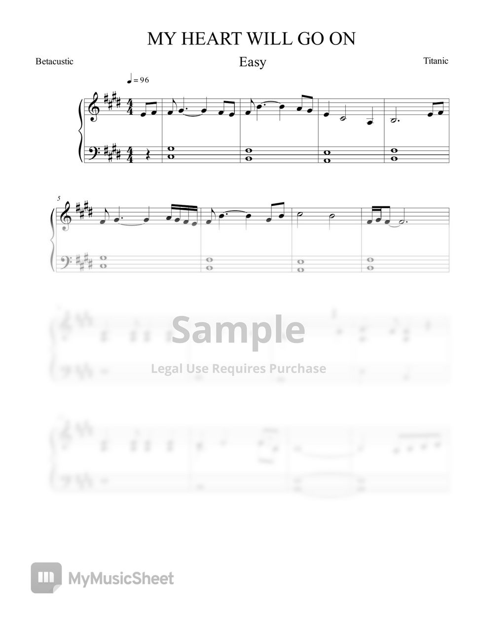 My Heart Will Go On Sheets