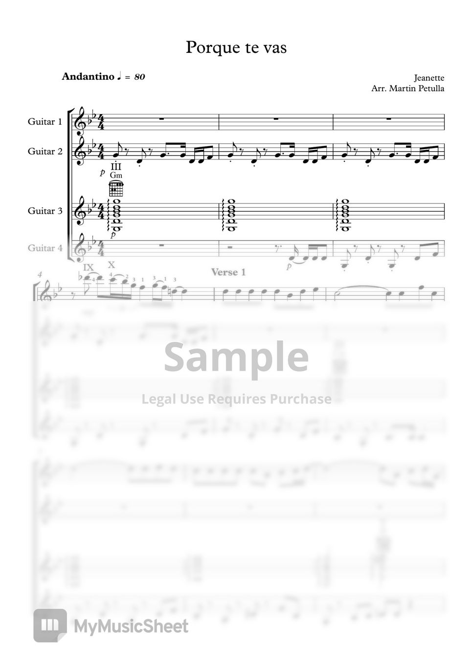 Jeanette - Porque te vas Sheets by Martin Petulla