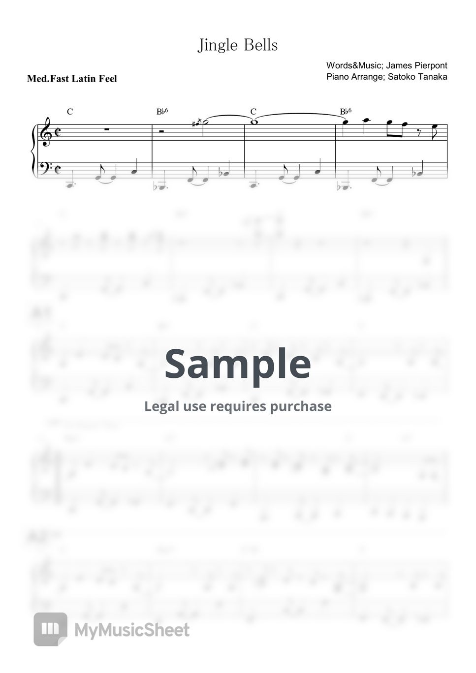 James Pierpont - Jingle Bells (Latin Jazz ver./Jingle Bells/) Sheet Music by Satoko Tanaka