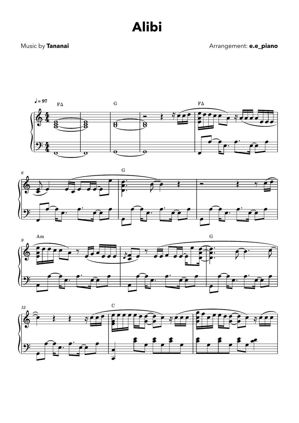 Tananai - Alibi Sheets by e.e_piano
