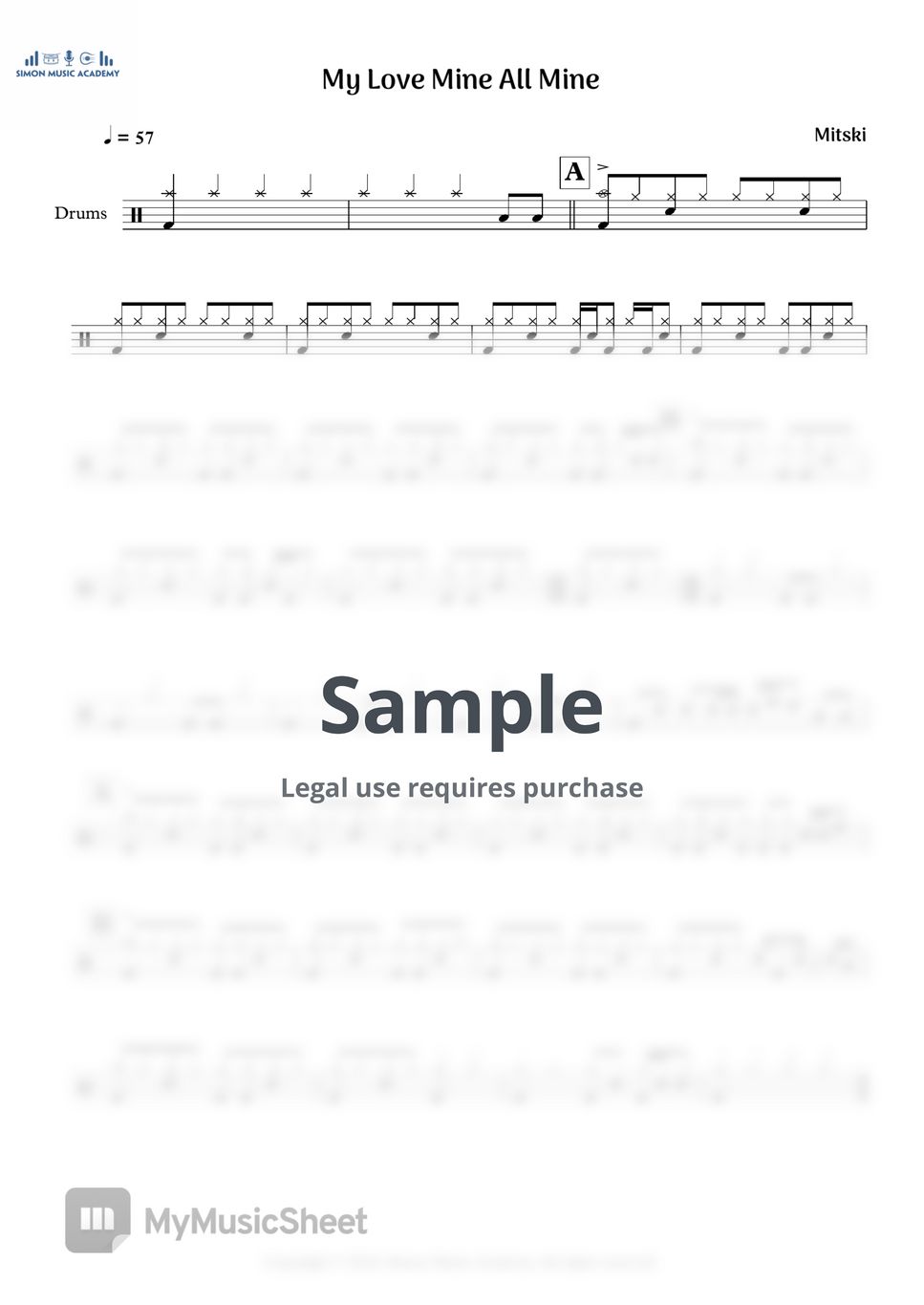 Mitski - 169. My Love Mine All Mine Sheets by Simon Music Academy