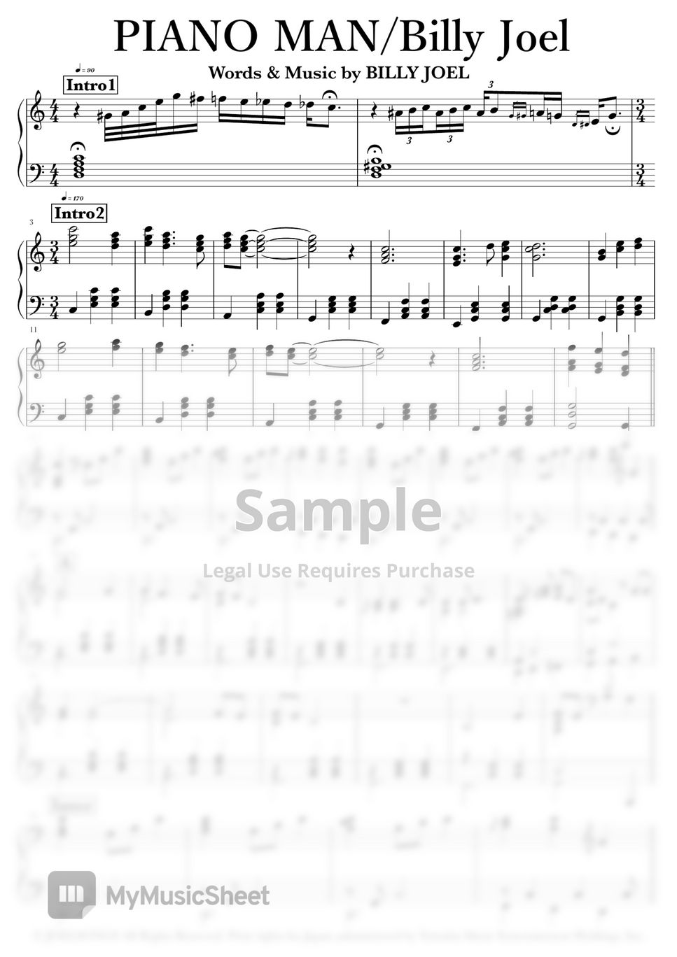 Billy Joel - Piano Man Sheets by Eri Nagayama