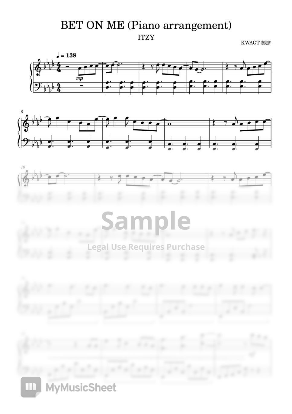 ITZY - BET ON ME Sheet Music by KWAGT