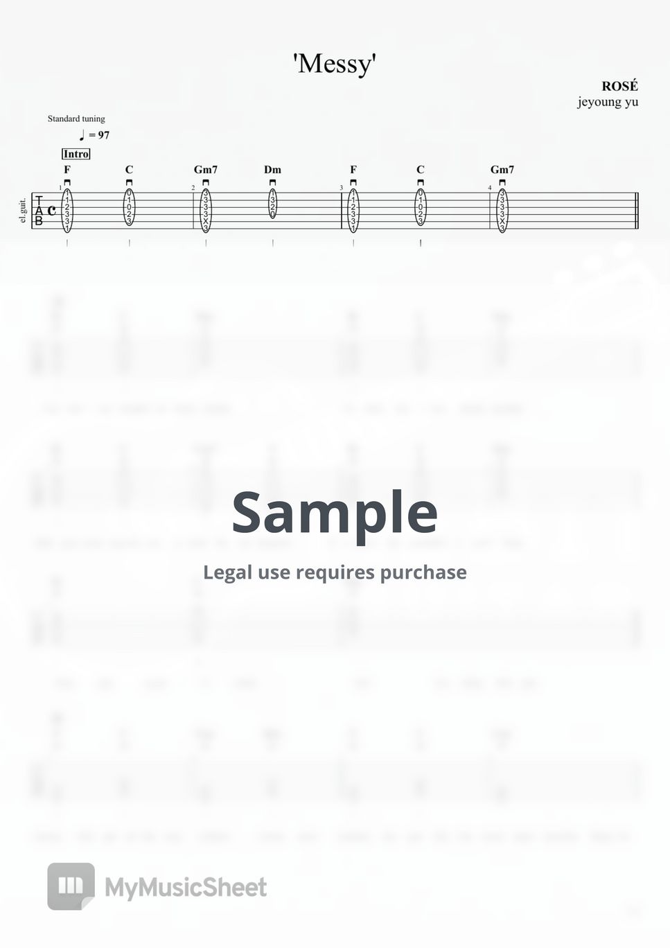 ROSÉ(로제) - 『Messy』 (guitar cover) 악보 by jeyoung yu