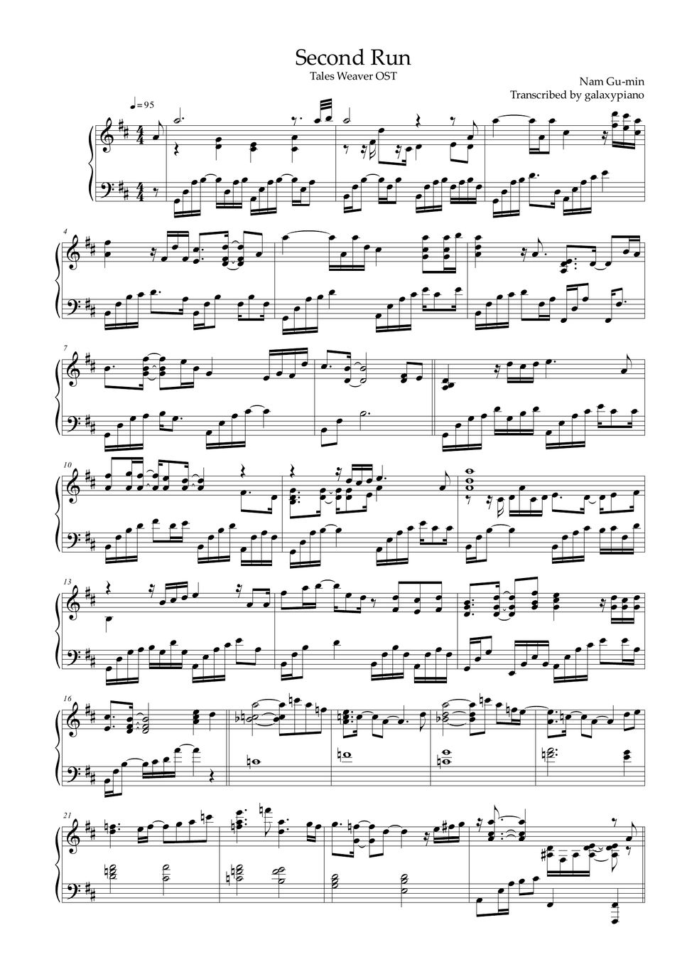 Tales Weaver (테일즈위버) - Second Run 악보 by galaxypiano