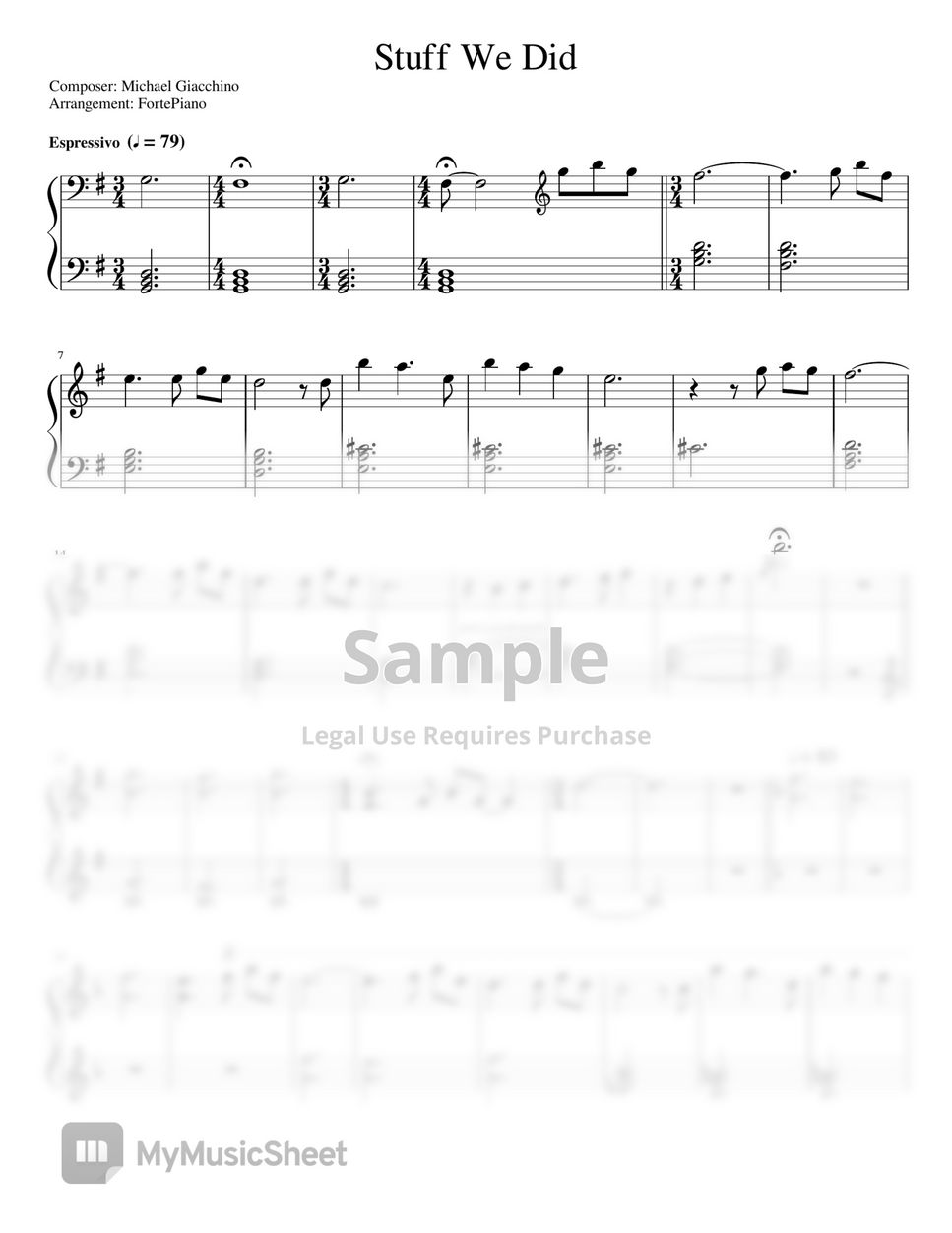 Michael Giacchino - UP - Stuff We Did Sheet Music by FortePiano