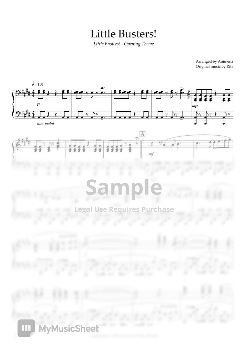 Rita - Little Busters! (Little Busters! OP) Sheet Music by Animenz