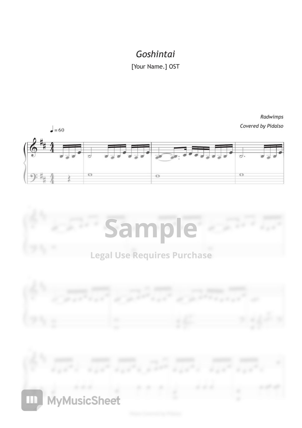 Radwimps - Goshintai Sheets by Pidalso