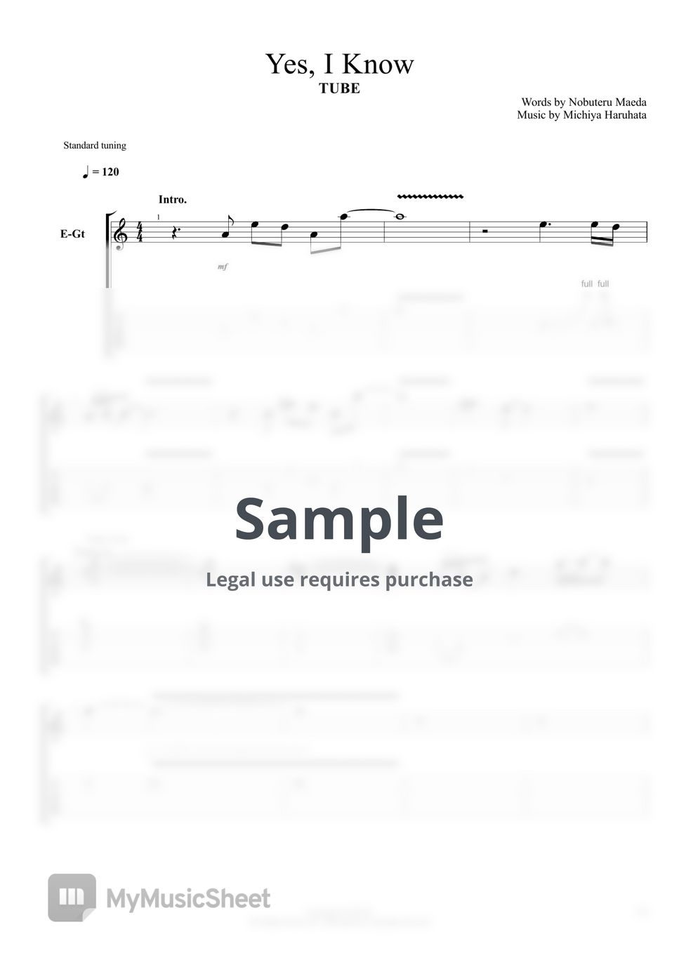 TUBE - Yes, I know (Playing One Guitar ver.) Sheets by KAKAE