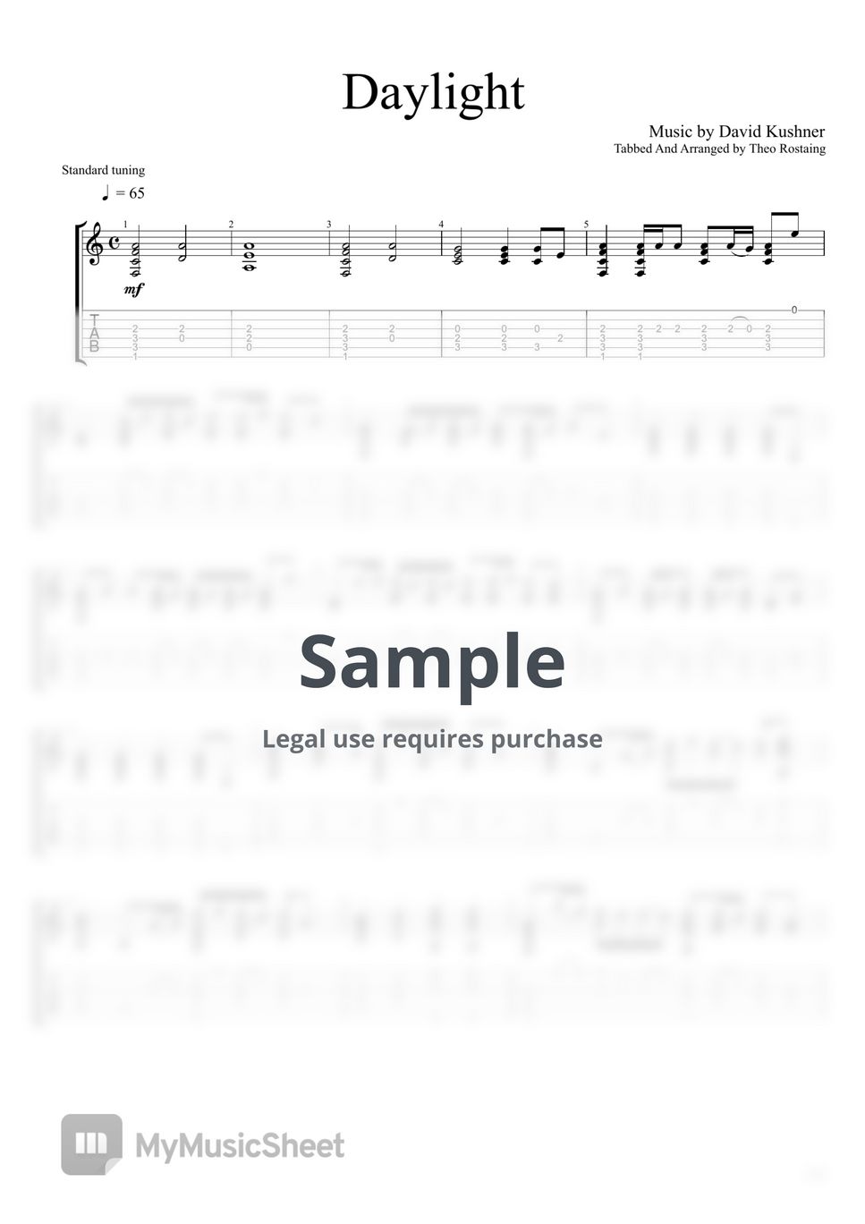 David Kushner - Daylight Tab + 1staff by Rostheo