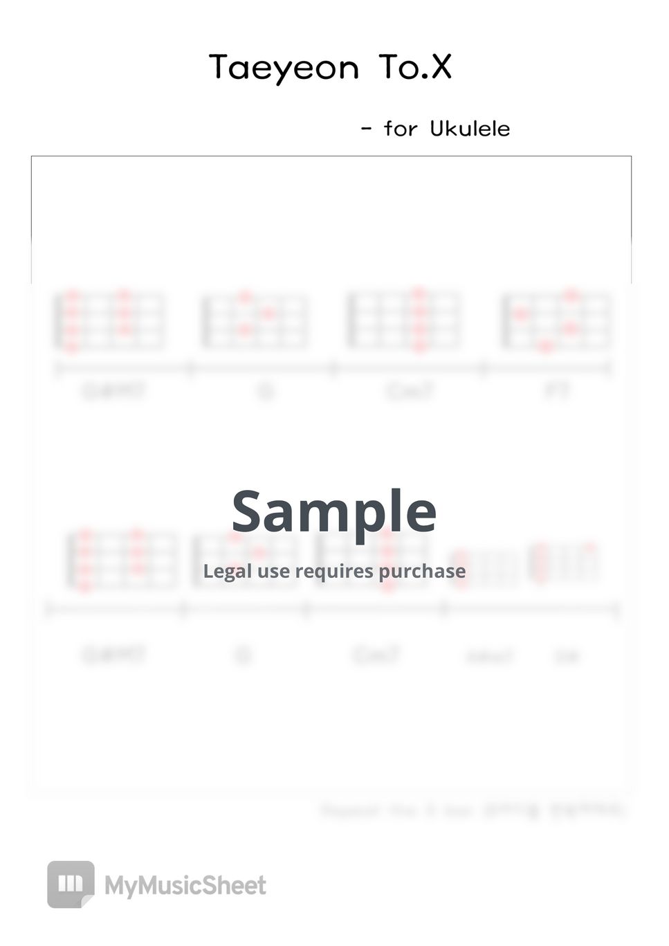 taeyeon - taeyeon To.X Ukulele แผ่น by 23music