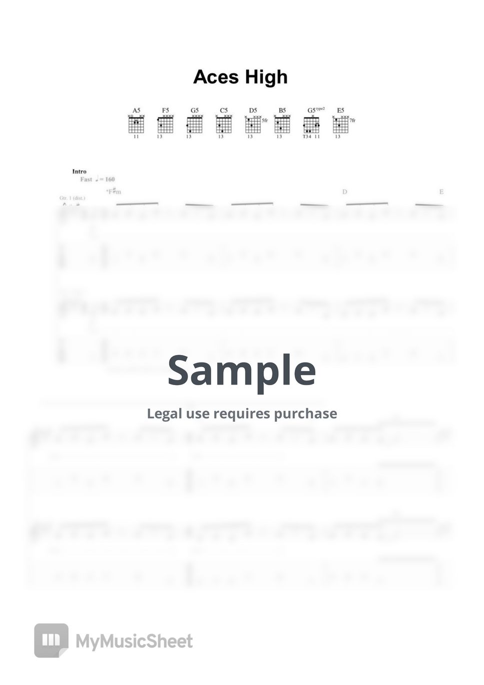 Iron Maiden - Aces High Sheet Music by Iron Maiden