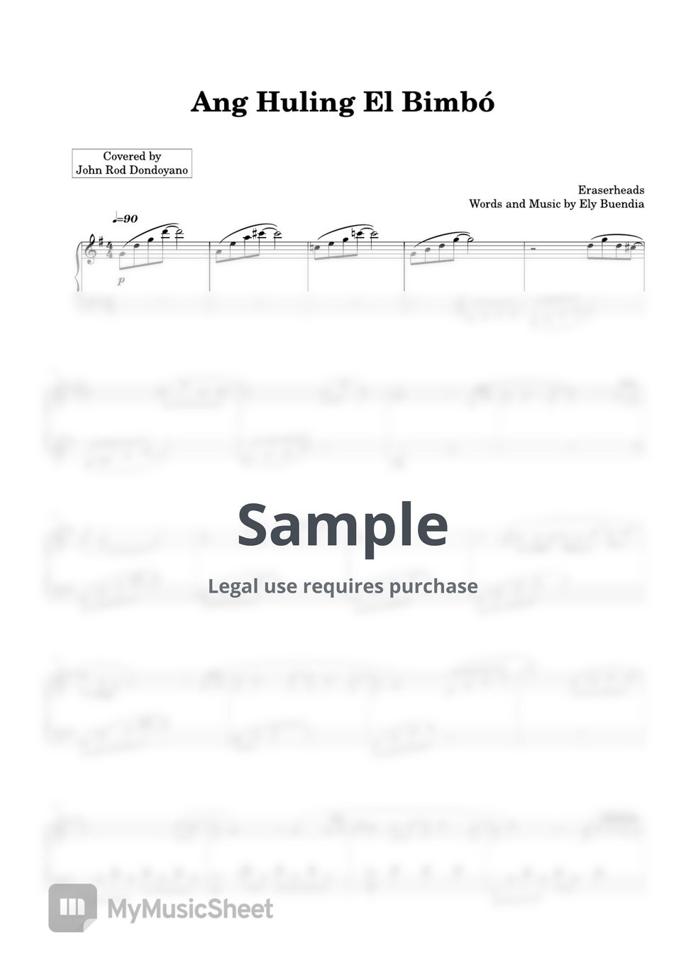 Eraserheads - Ang Huling El Bimbo (PIANO SHEET) Sheets by John Rod Dondoyano