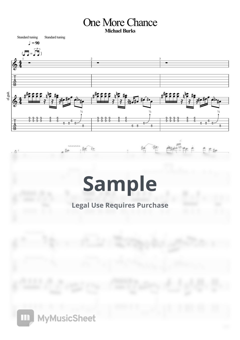 michael burks - One more chance (Electric guitar tab) Sheets by 변형석