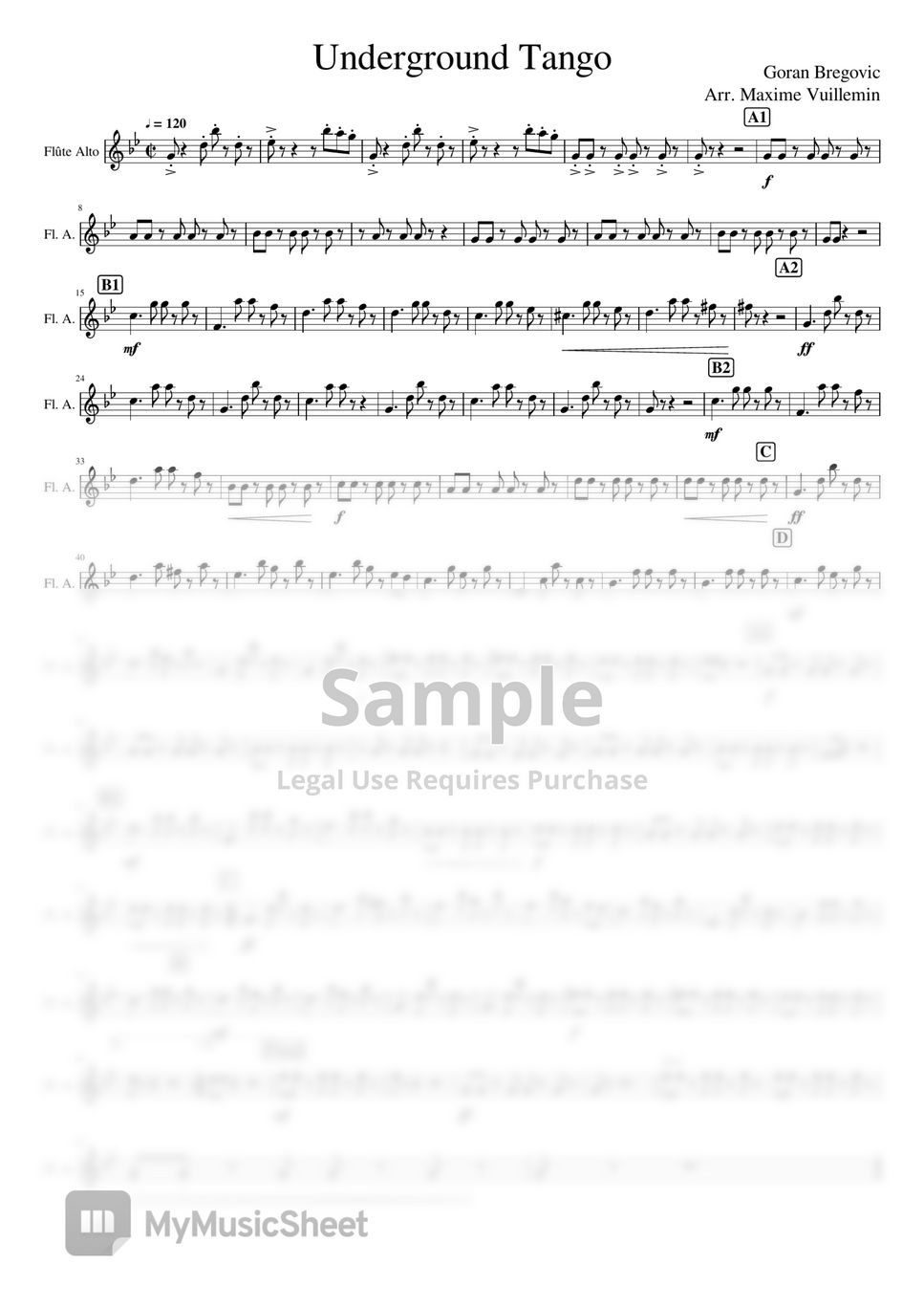 Goran Bregovic - Underground Tango (Underground, '95) Sheets by Maxime Vuillemin