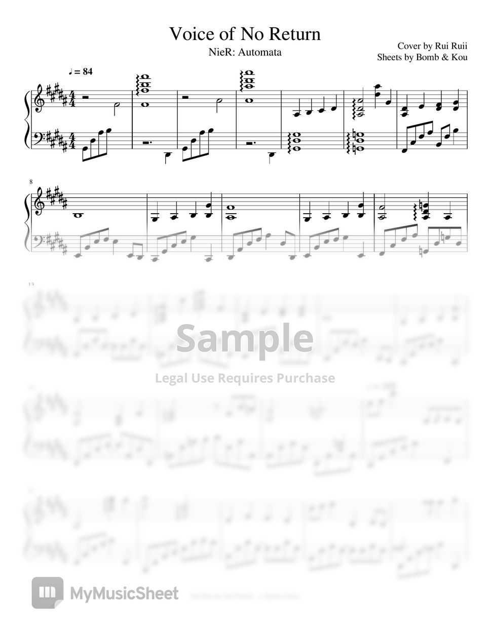 NieR: Automata - Voice of No Return (Rui Ruii) Sheets by Rui Ruii