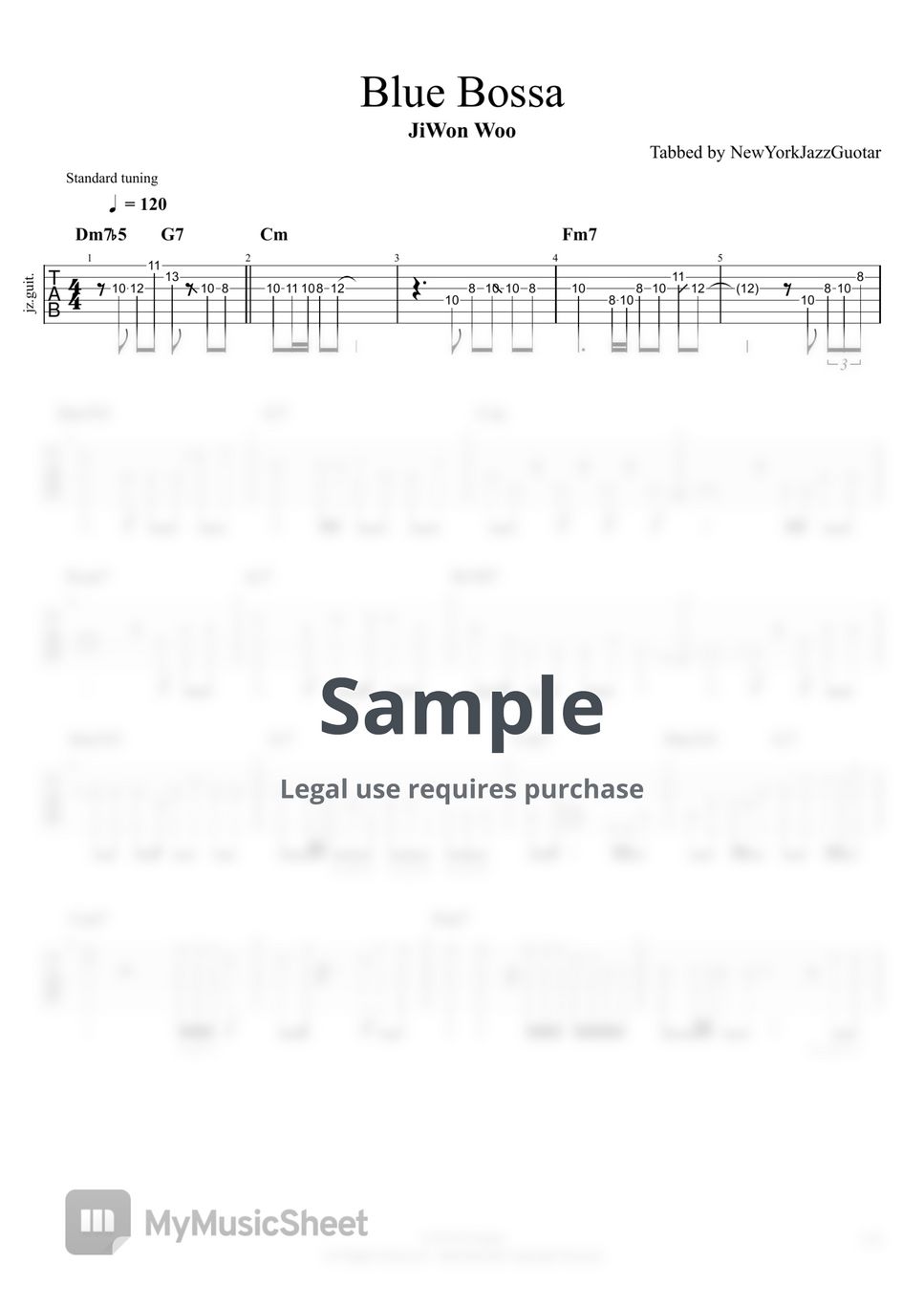 JiWon Woo - blue bossa (라틴재즈기타솔로) Sheet Music by JiWon Woo