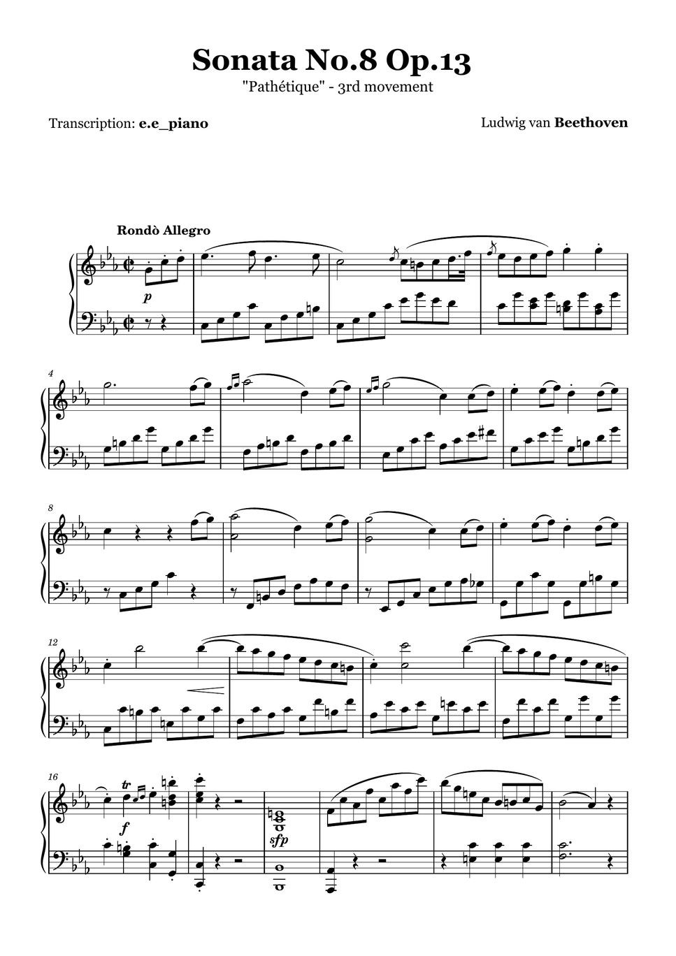 Ludwig van Beethoven - Sonata No.8 Op.13 - "Pathétique" 3rd movement Sheets by e.e_piano