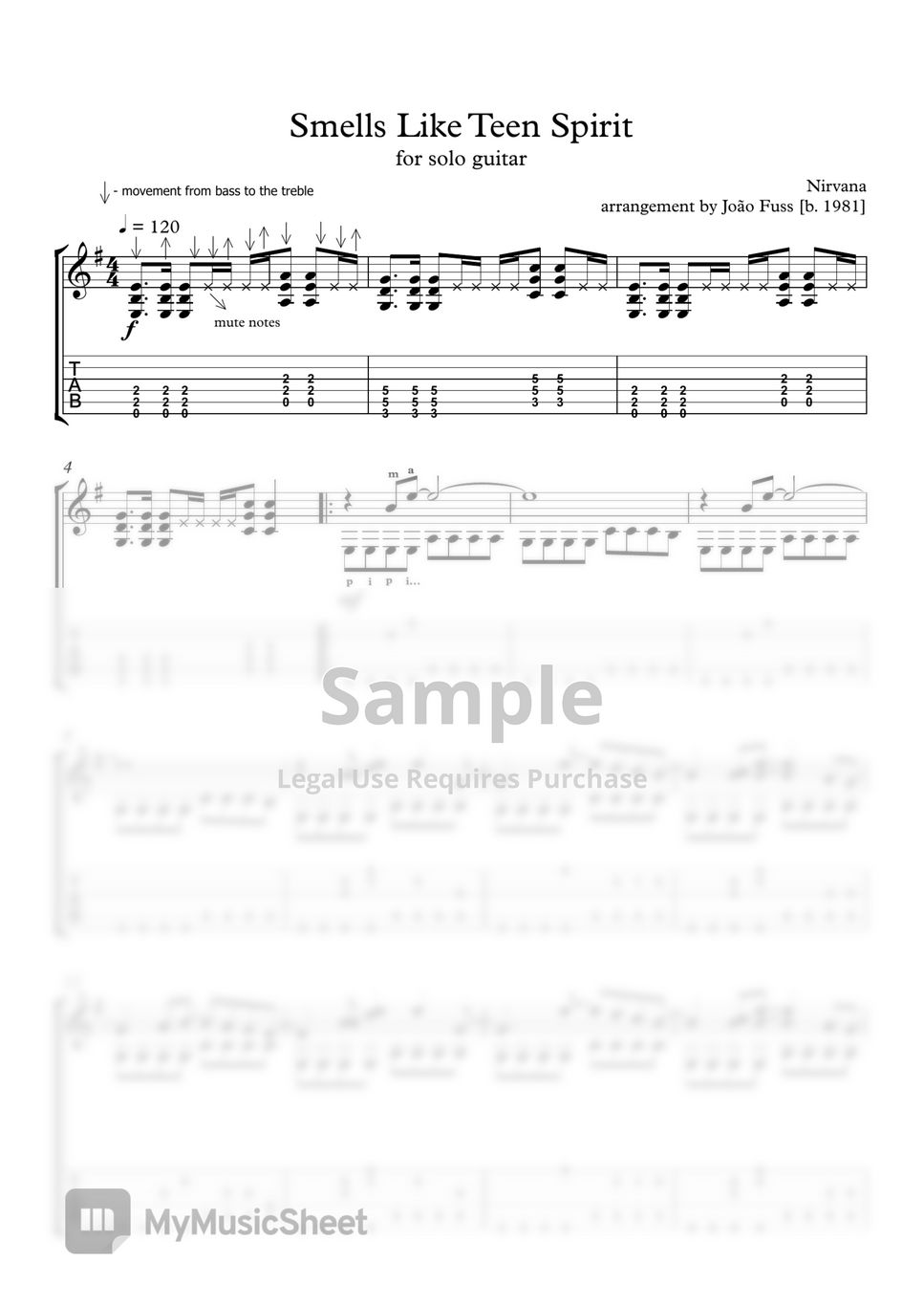 Nirvana - Smells Like Teen Spirit Sheets by João Fuss