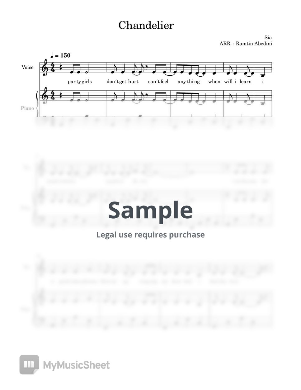 Sia - Chandelier 악보 by Ramtin