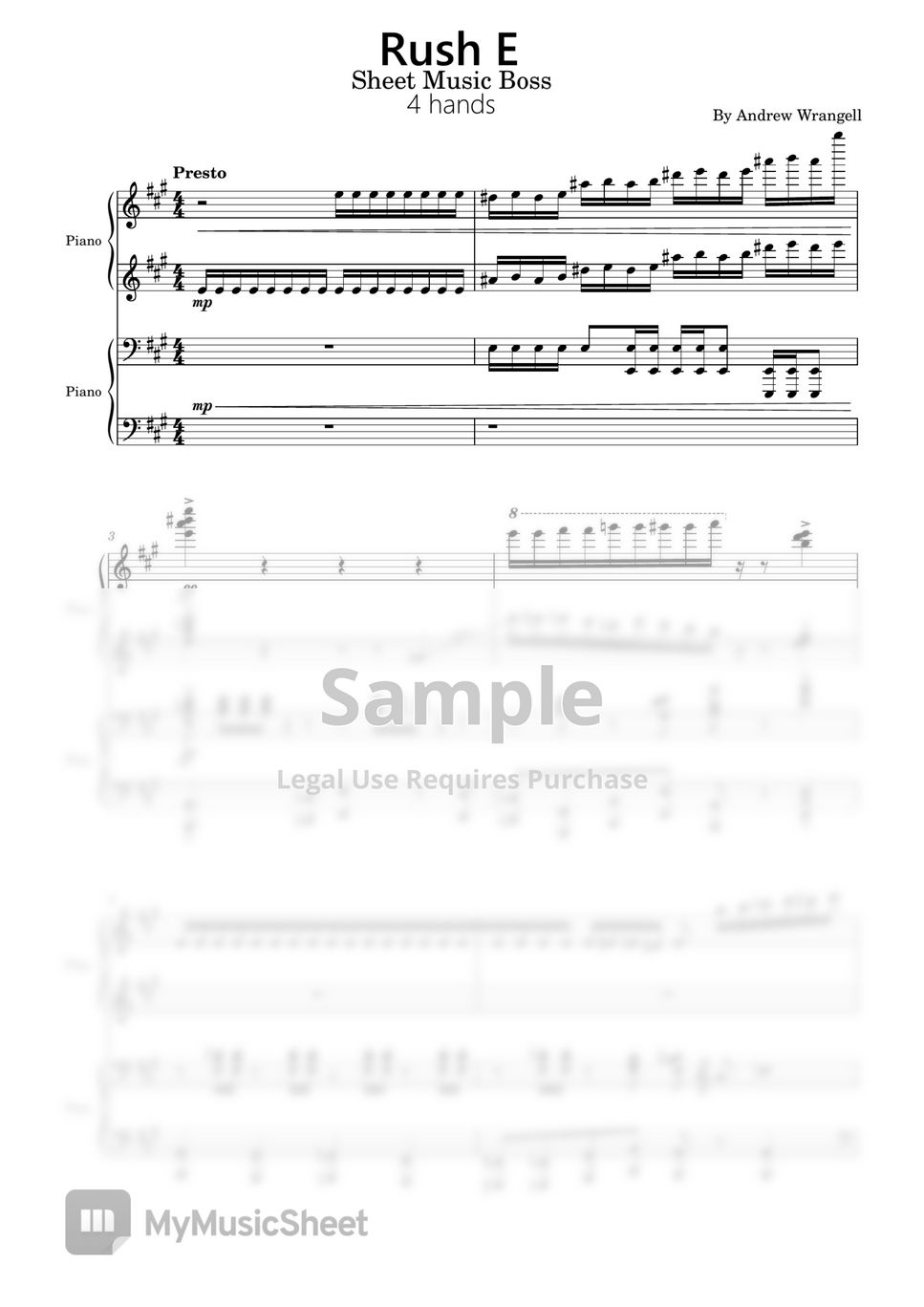 Andrew Wrangell - Rush E (Rush E ,4 hands,Piano Sheet,Andrew Wrangell,Sheet Music Boss) Nuty by poon